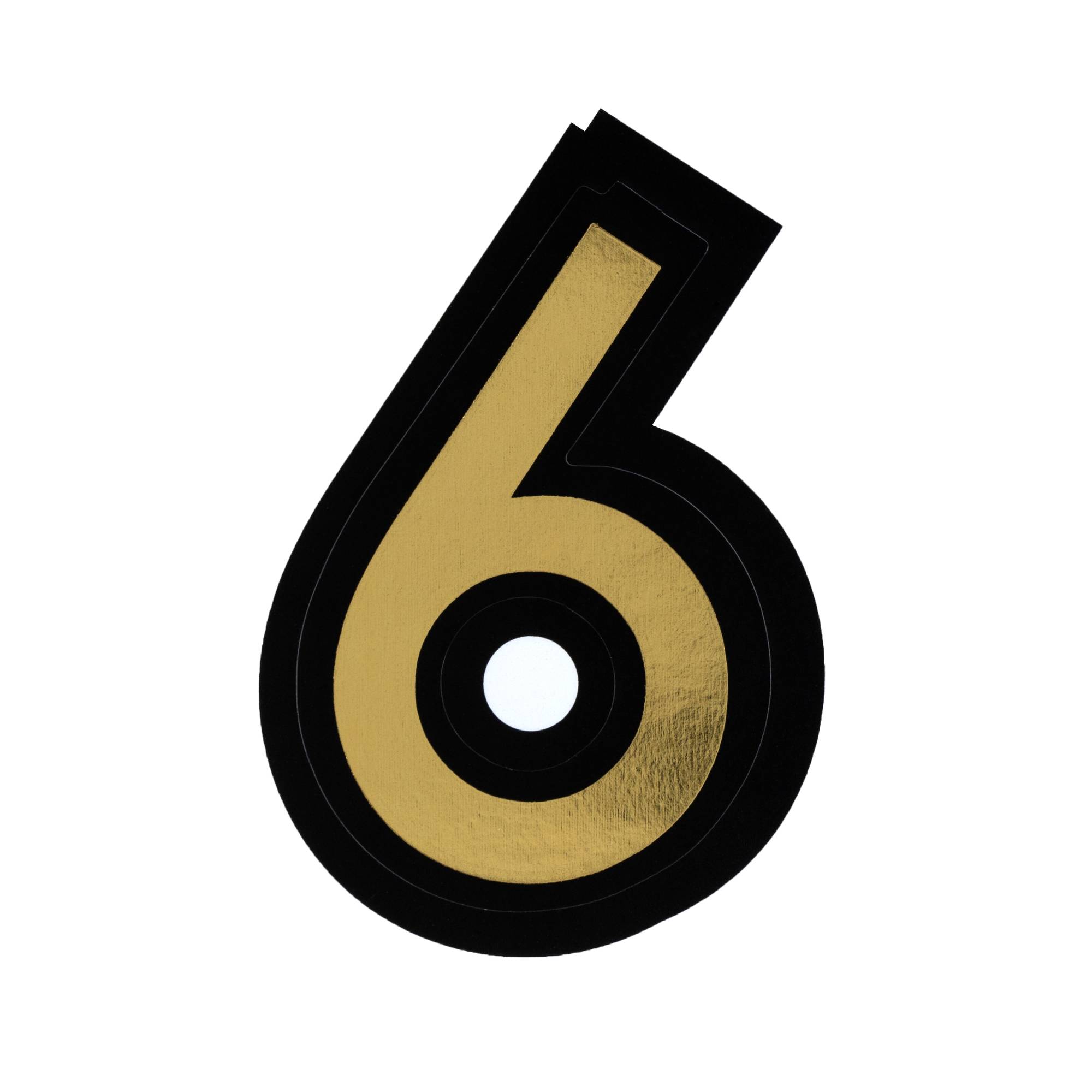 Black and Gold Vinyl Number 6 Sticker 5cm | Hobbycraft
