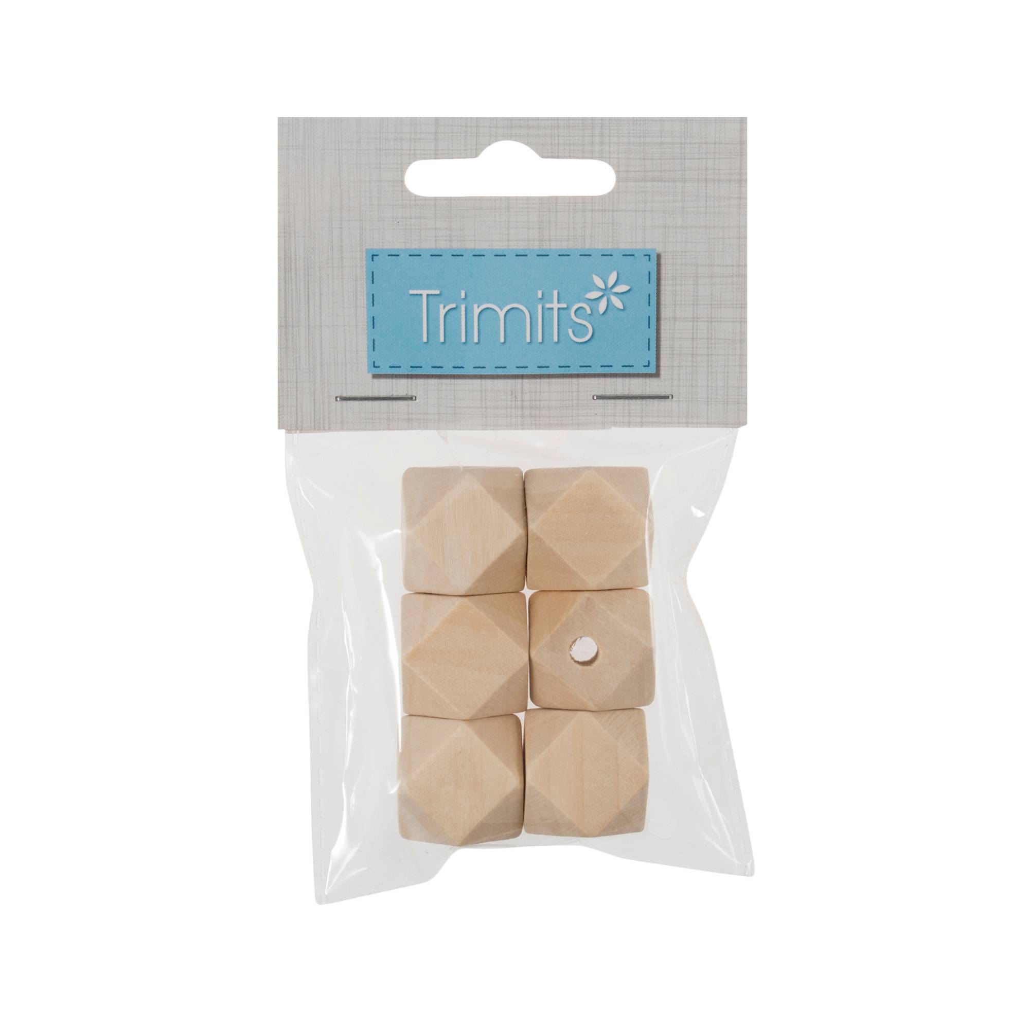 Trimits Geometric Wooden Craft Beads 20mm 6 Pack | Hobbycraft