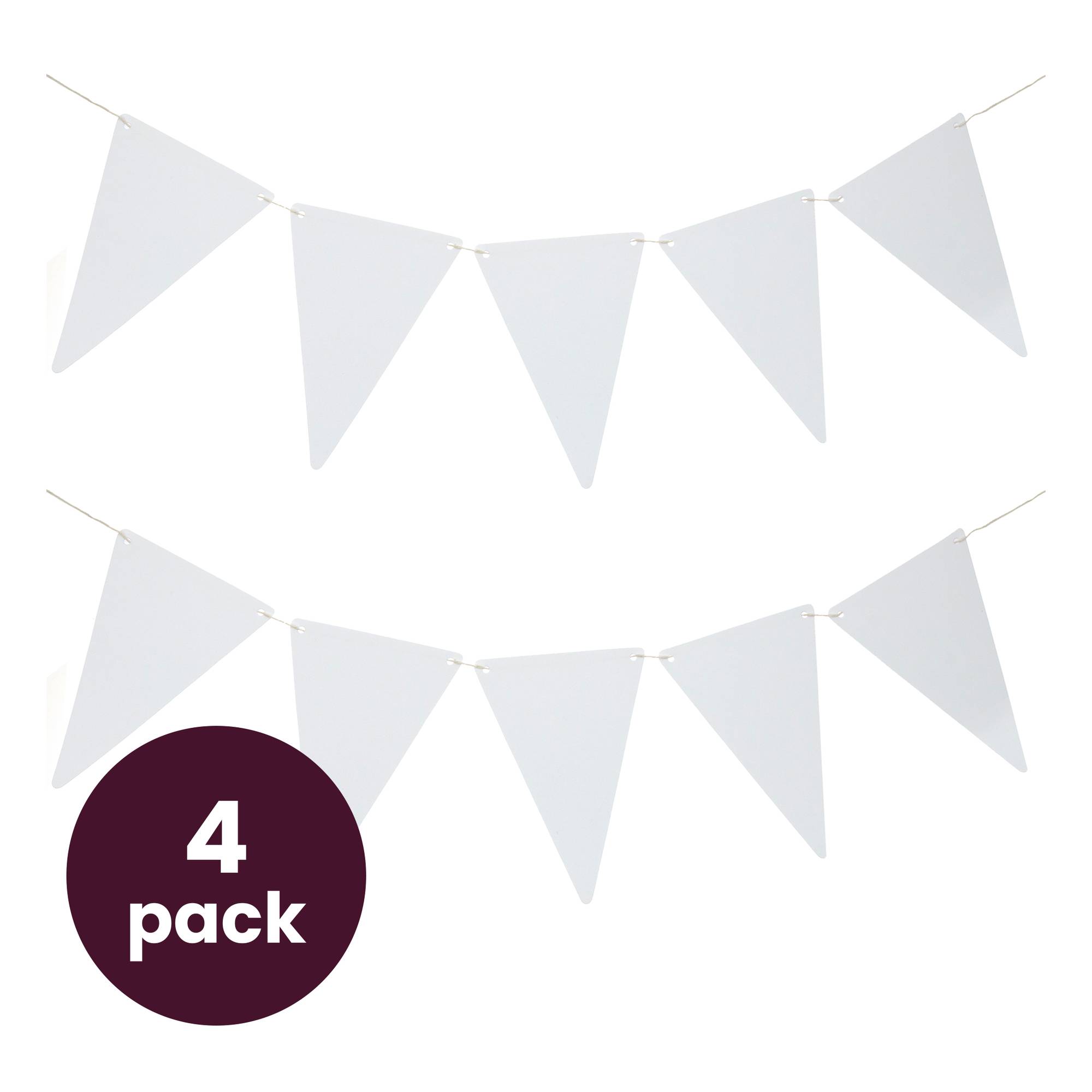 White Straight Edge Bunting 5m 4 Pack Bundle | Hobbycraft