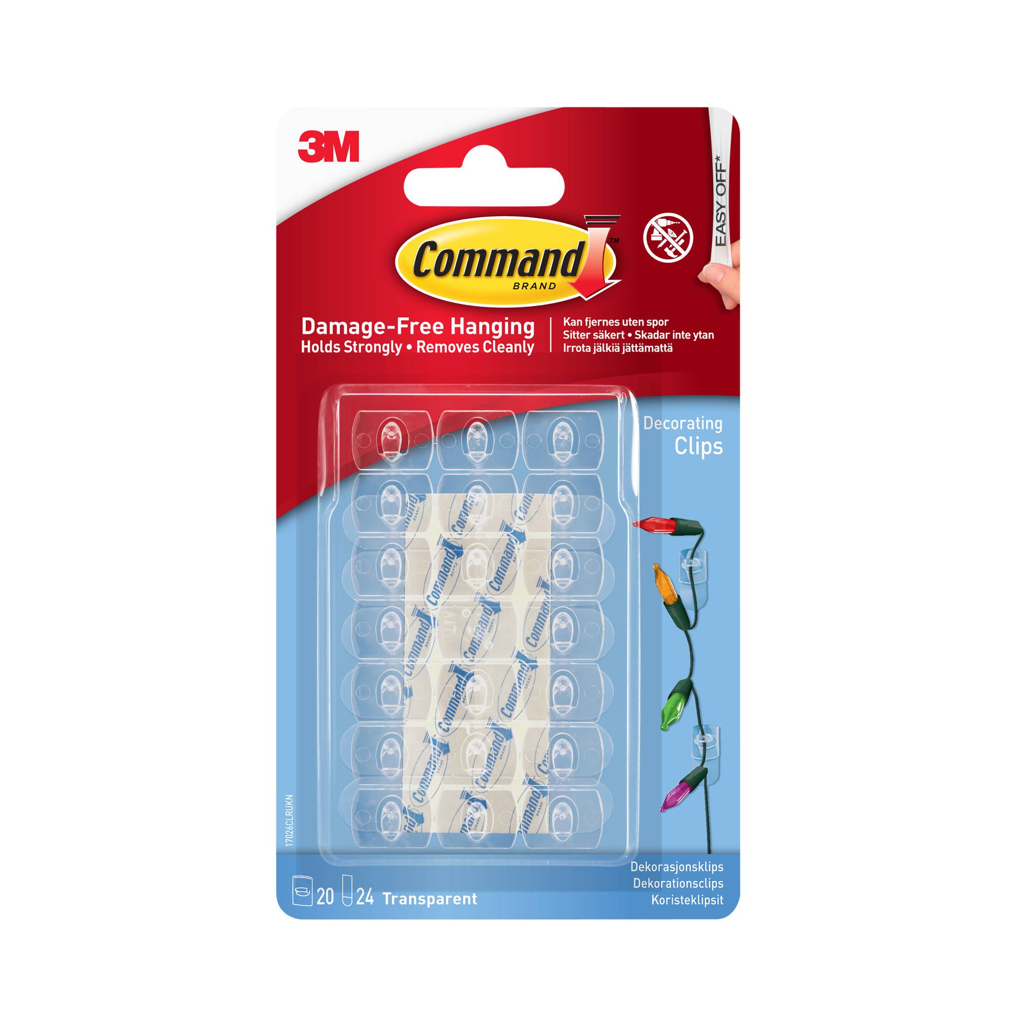 Command Clear Decorating Clips with Clear Strips 20 Pack | Hobbycraft