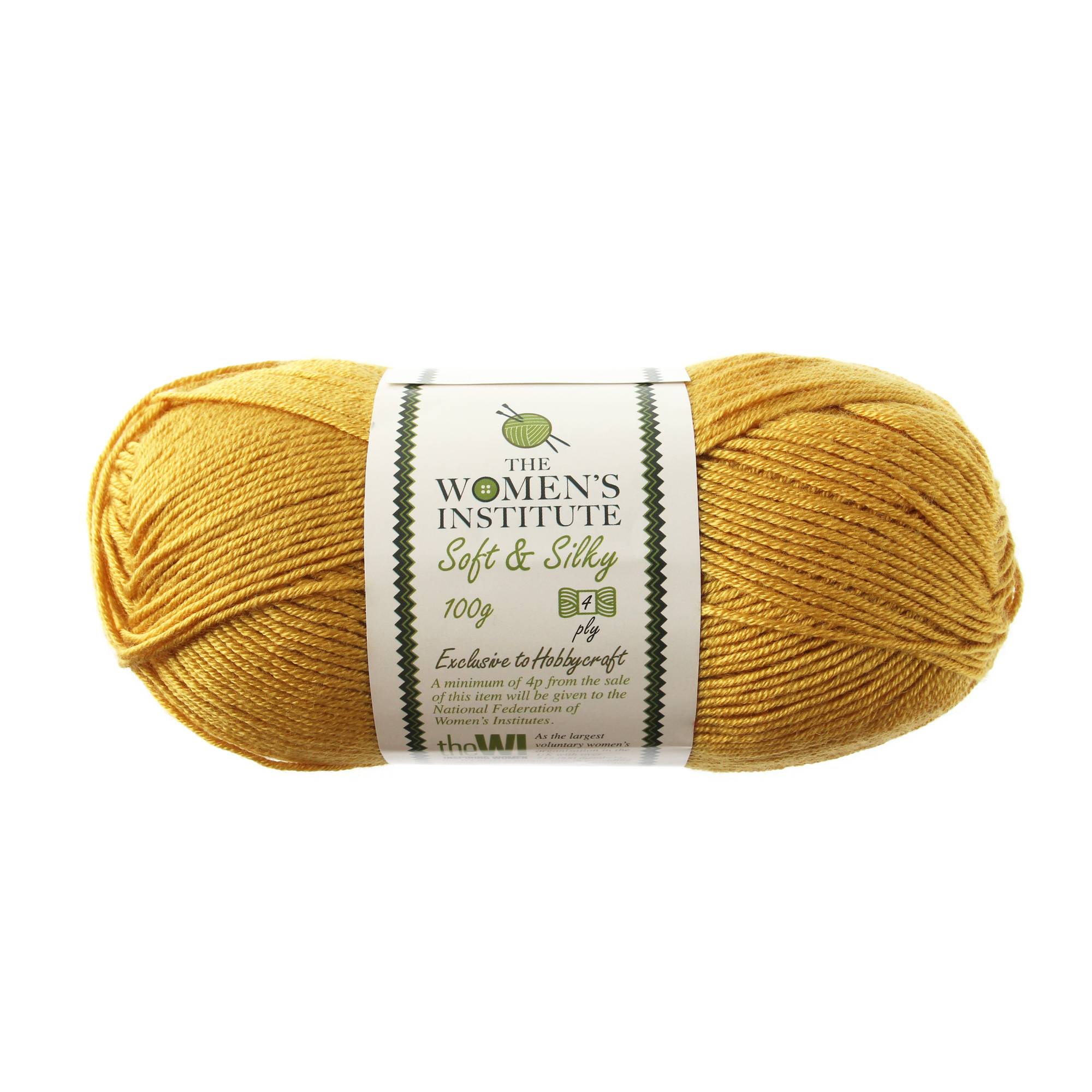 Women's Institute Mustard Soft and Silky 4 Ply Yarn 100g | Hobbycraft