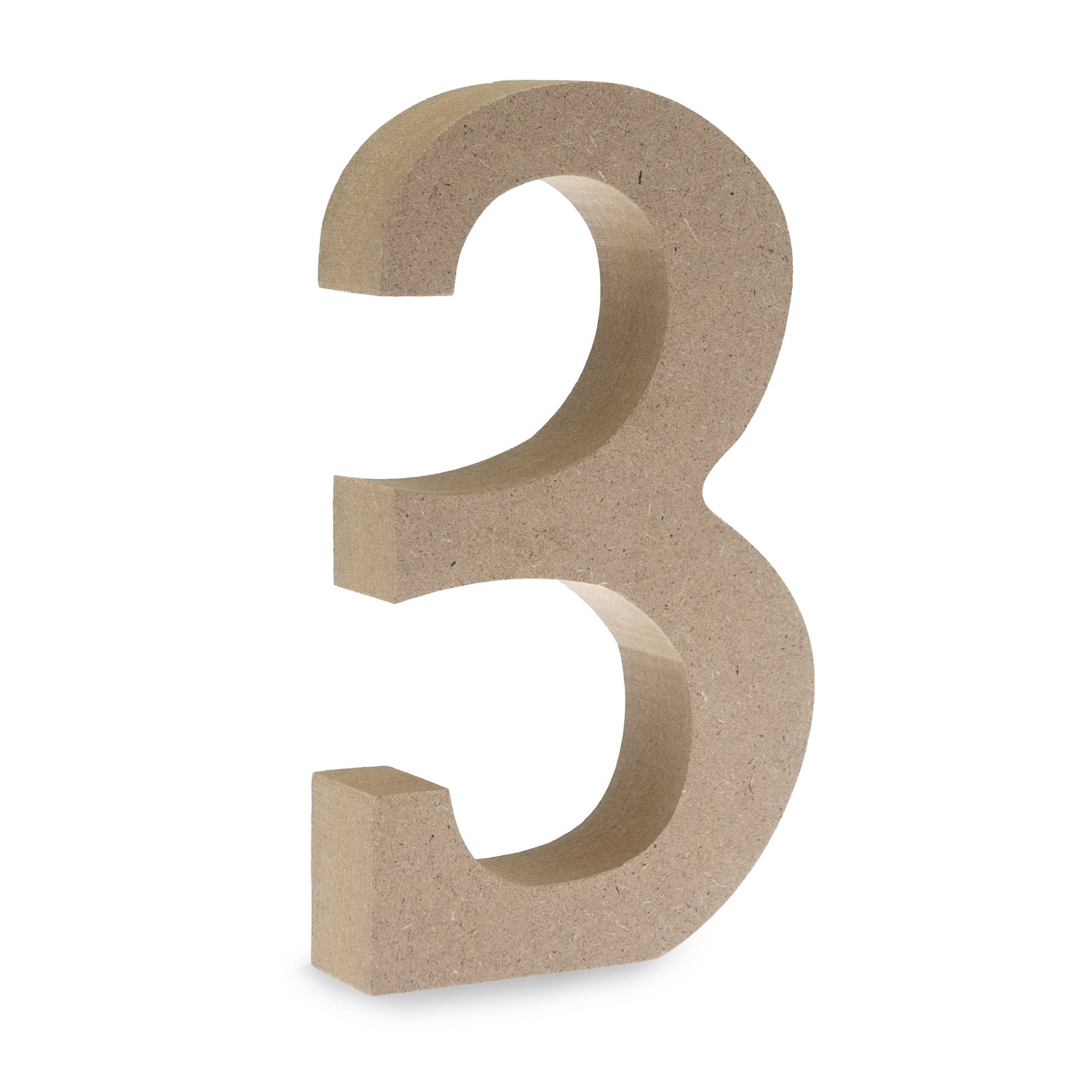 MDF Wooden Number 3 13cm | Hobbycraft