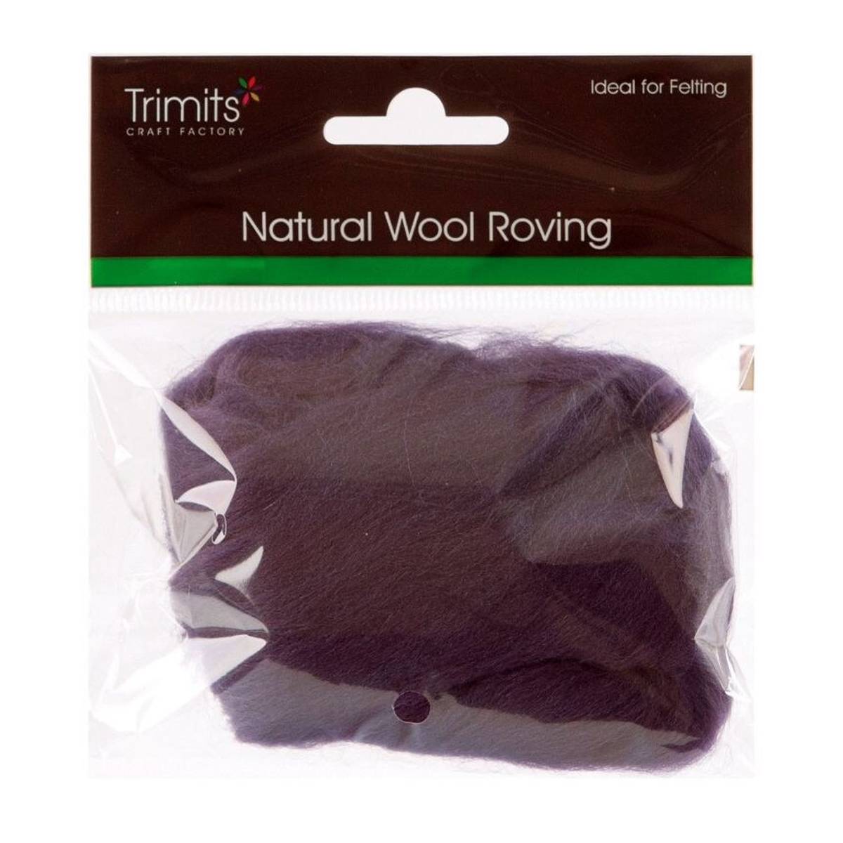 Trimits Plum Natural Wool Roving 10g | Hobbycraft
