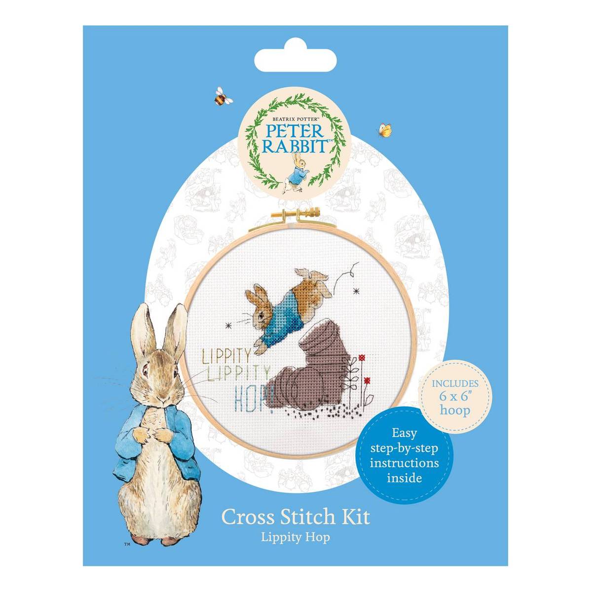 Peter Rabbit Lippity Hop Cross Stitch Kit 6 x 6 Inches | Hobbycraft