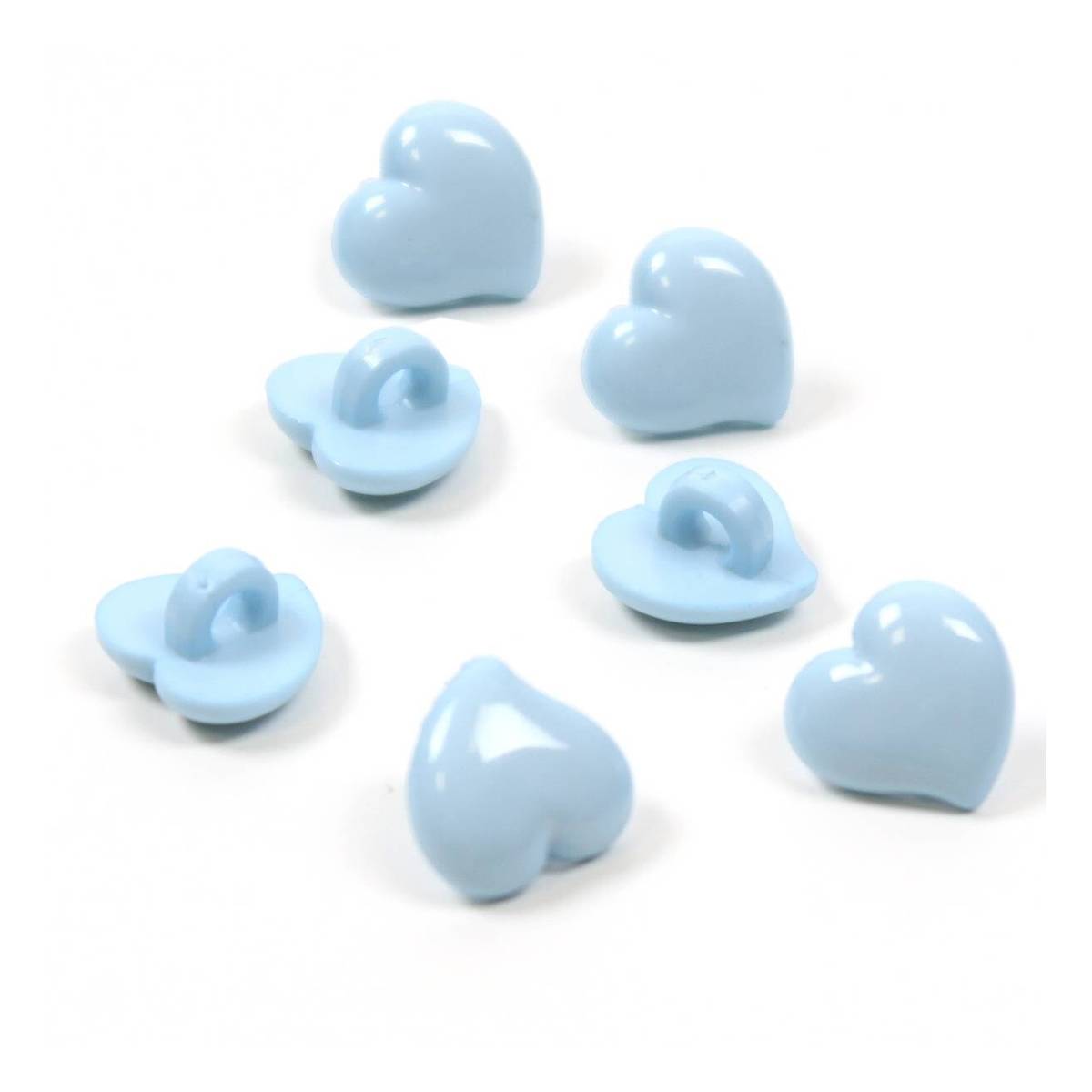 Hemline Baby Blue Novelty Hearts Button 7 Pack | Hobbycraft