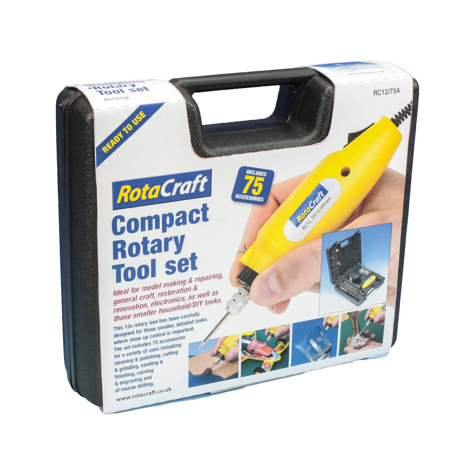 Rotacraft Single Speed Rotary Tool Kit with 75 Accessories | Hobbycraft