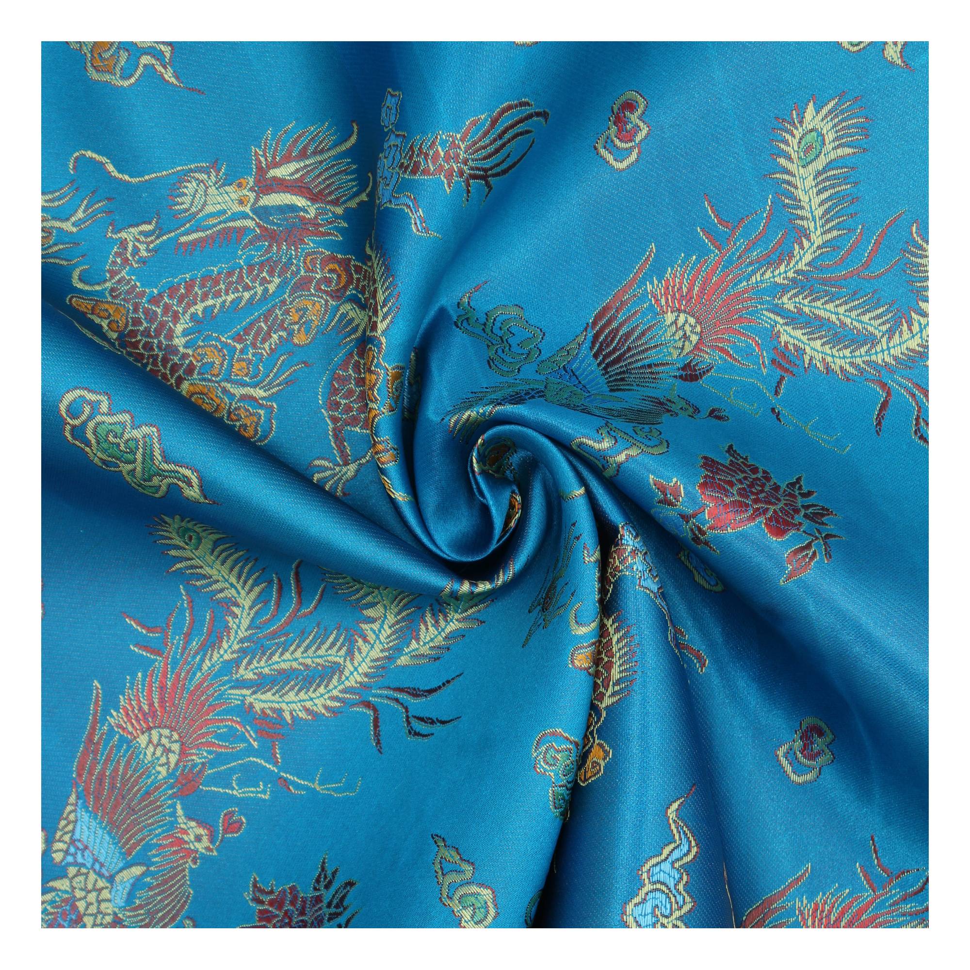 Turquoise Print Chinese Brocade Fabric by the Metre | Hobbycraft