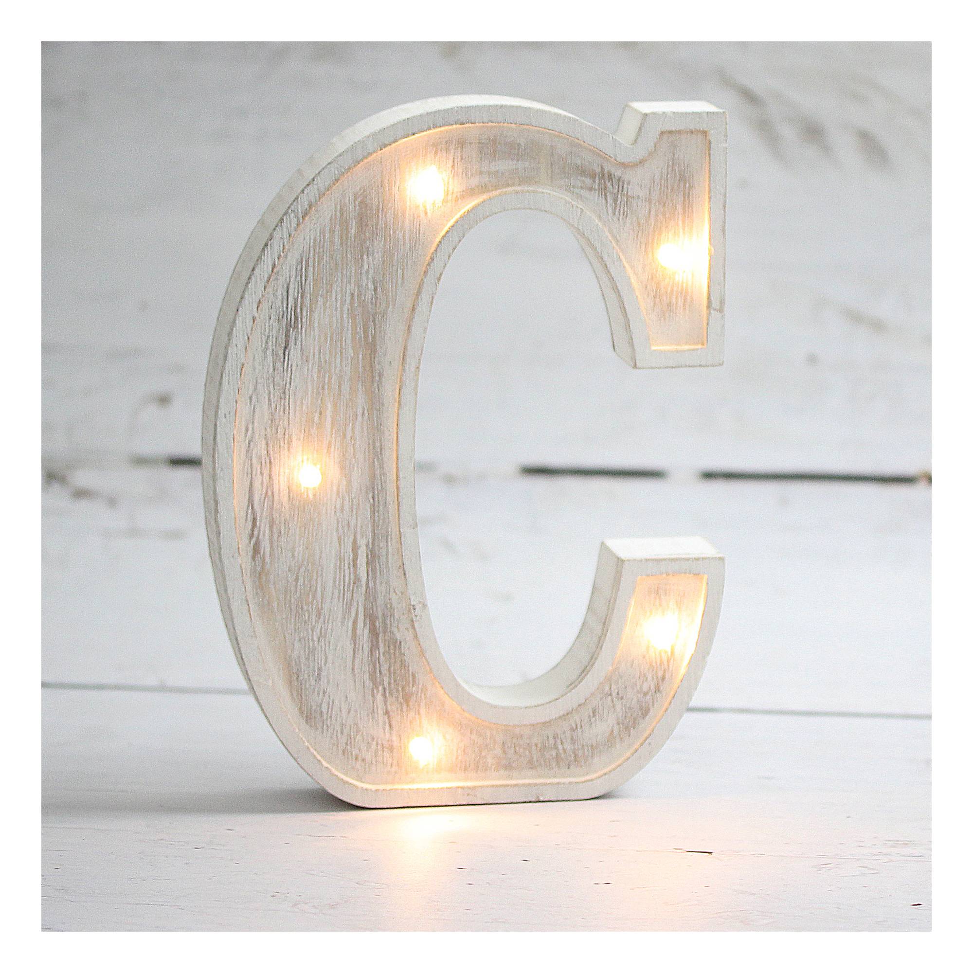 White-Washed Wooden LED Letter C 21cm | Hobbycraft
