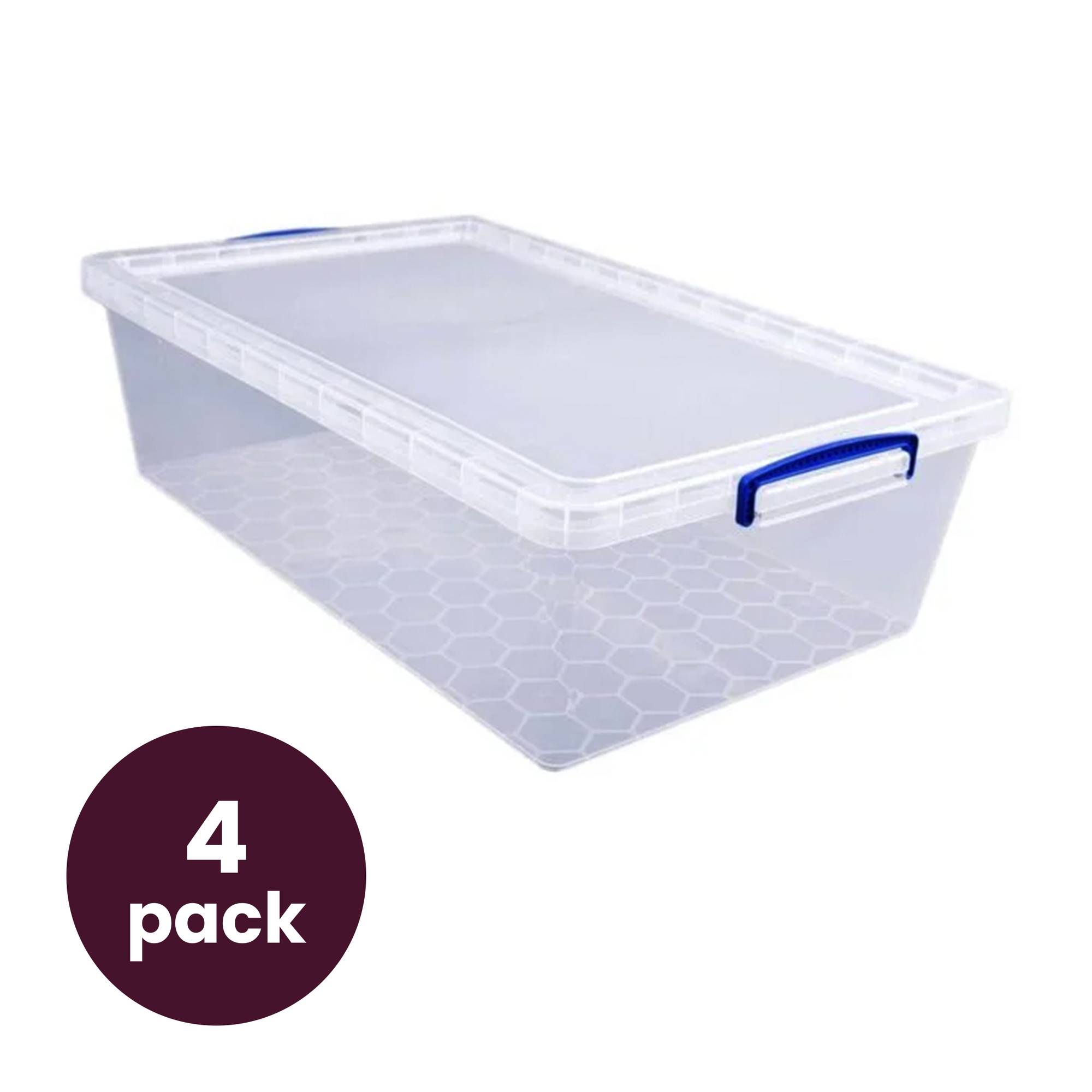 Really Useful Underbed Plastic Storage Box 43 Litres 4 Pack Bundle ...