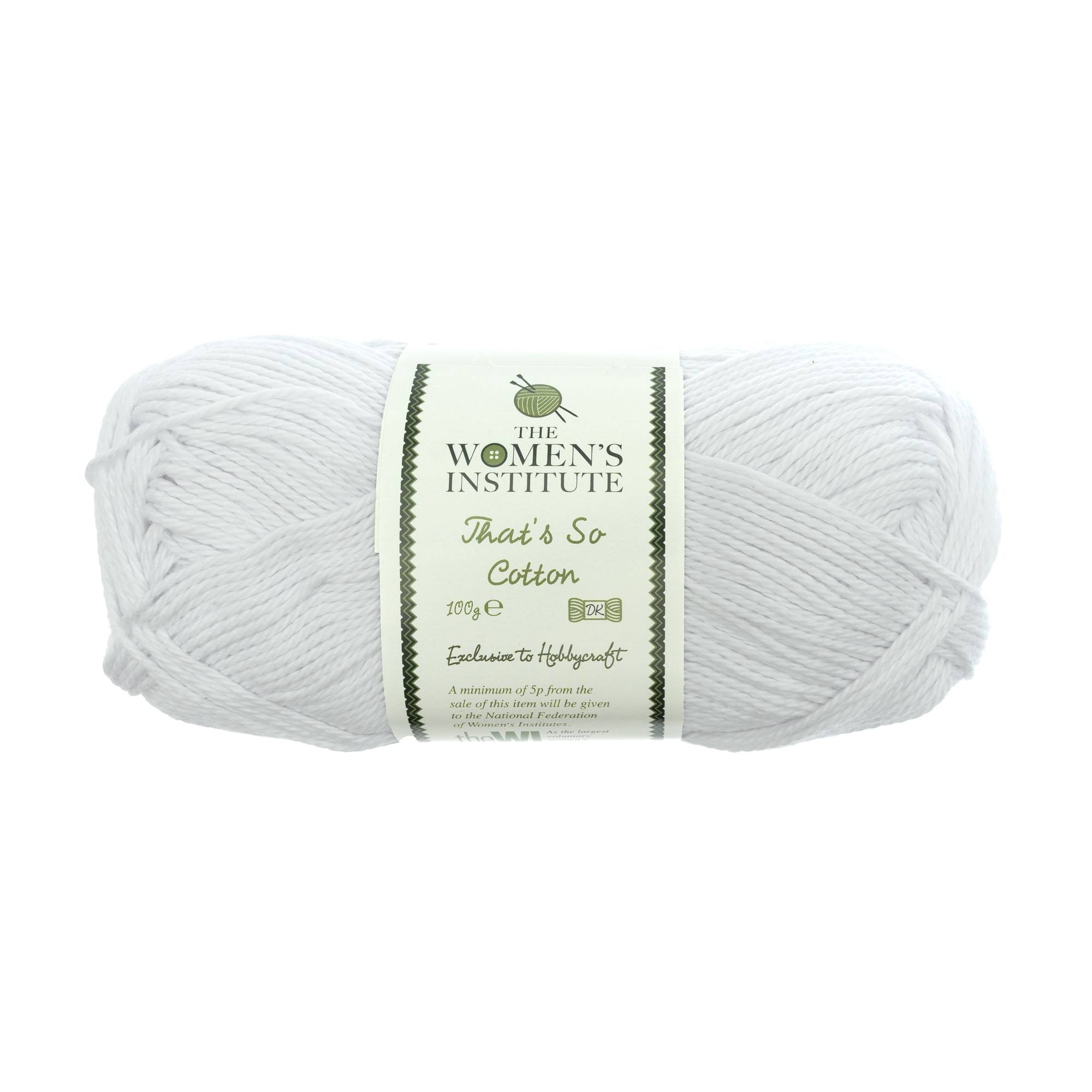 Women’s Institute White That’s So Cotton DK Yarn 100g | Hobbycraft