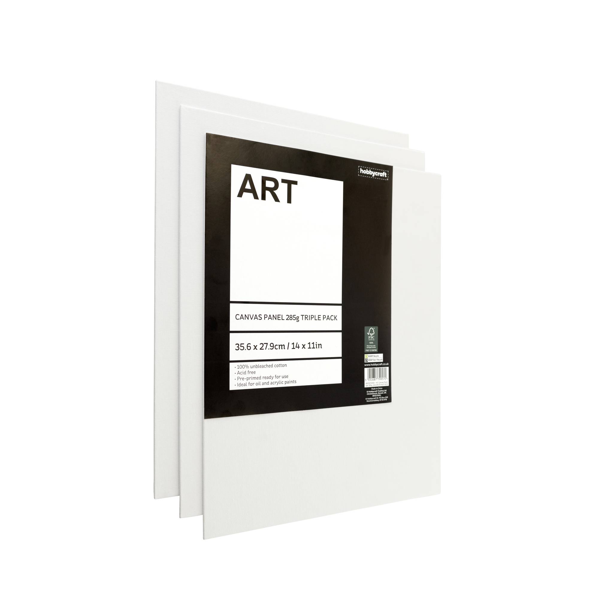 Canvas Panel 35.6cm x 27.9cm 3 Pack | Hobbycraft