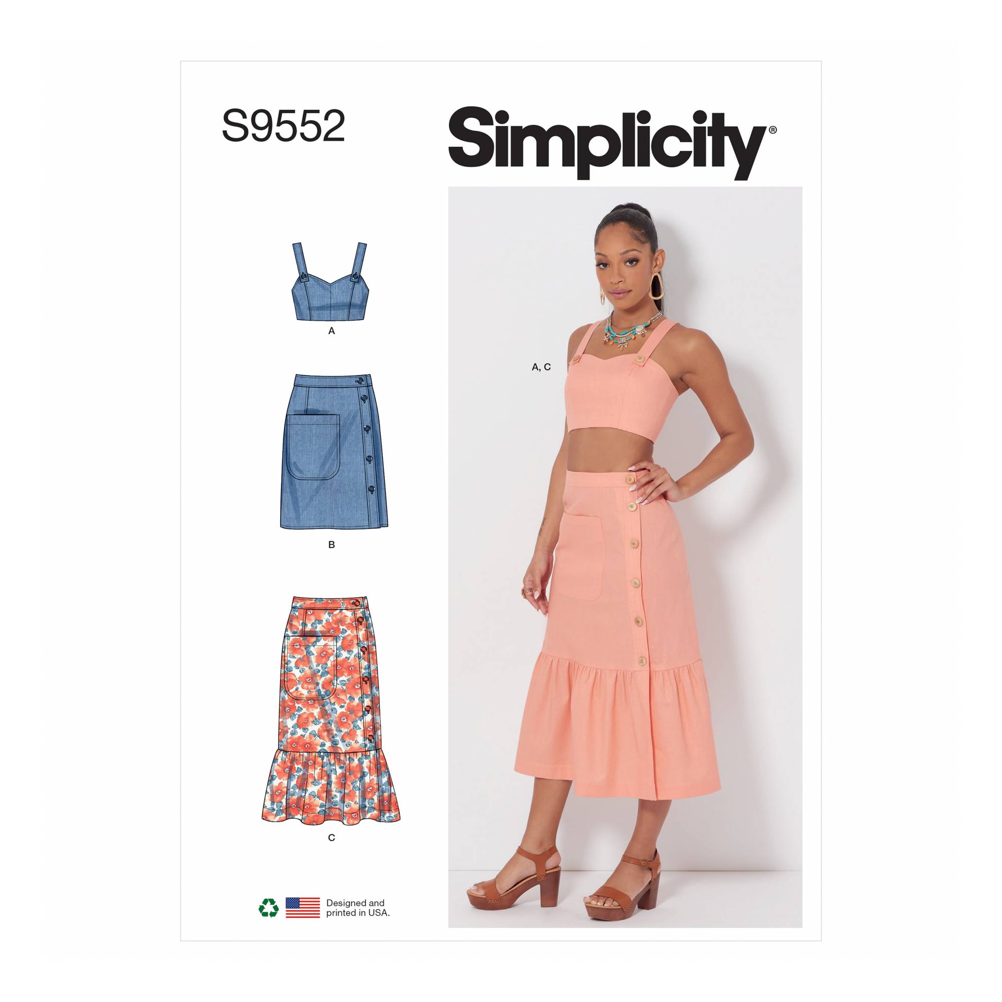 Simplicity Crop Top and Skirts Sewing Pattern S9552 (6-14) | Hobbycraft