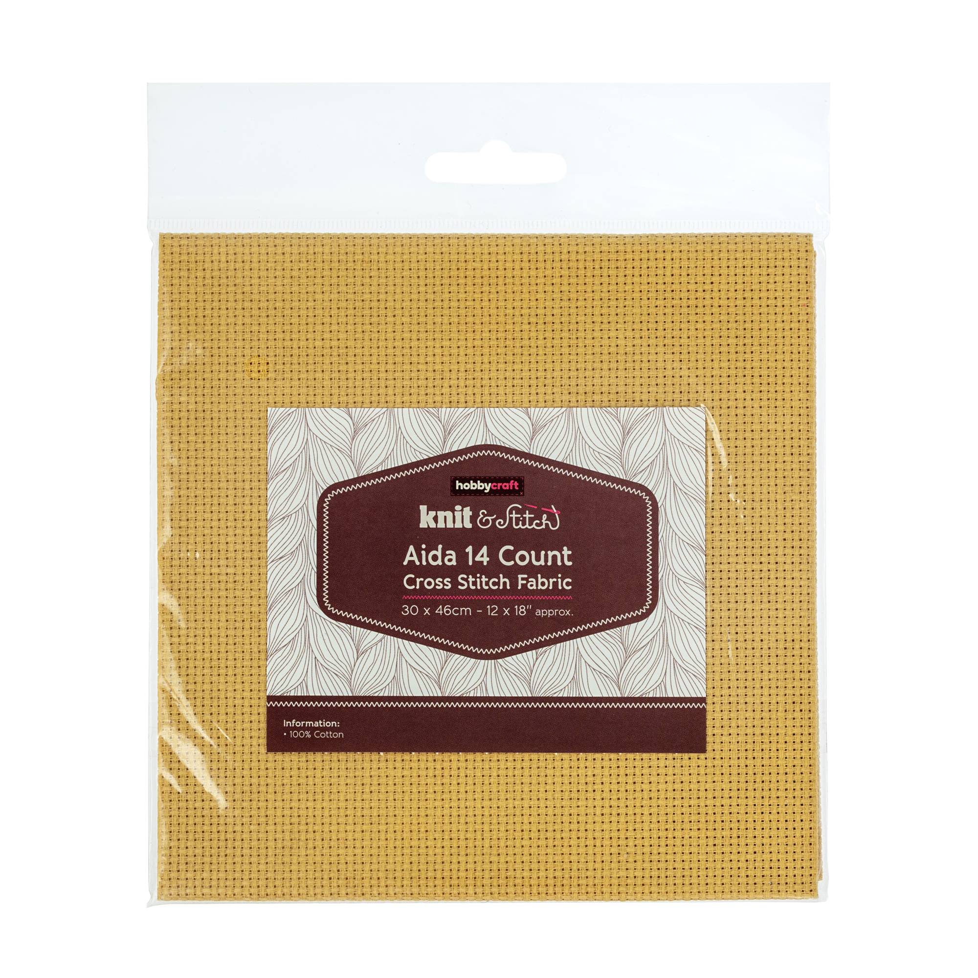 Turmeric Yellow 14 Count Aida Fabric 30cm x 46cm | Hobbycraft