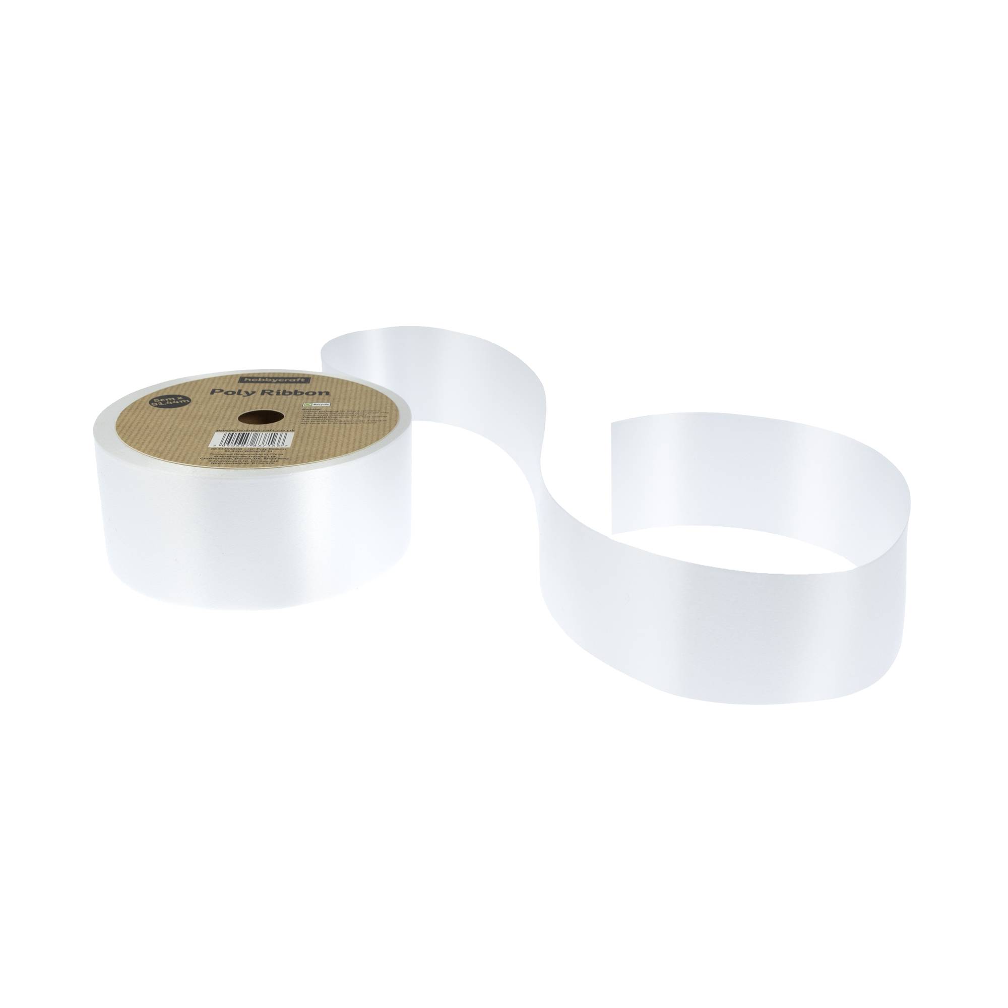White Poly Ribbon 5cm x 91m | Hobbycraft