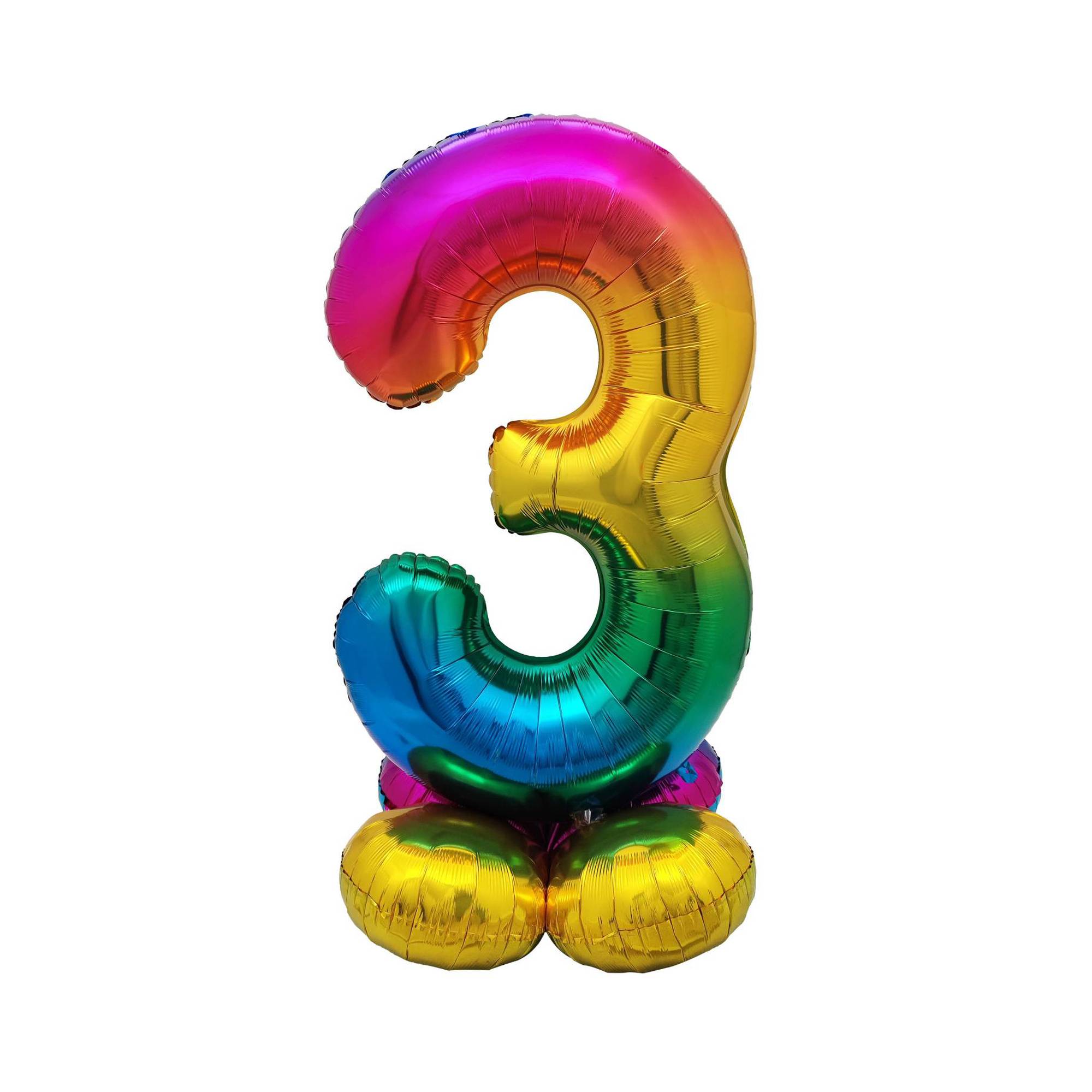 Standing Multicoloured Number 3 Balloon 90cm | Hobbycraft
