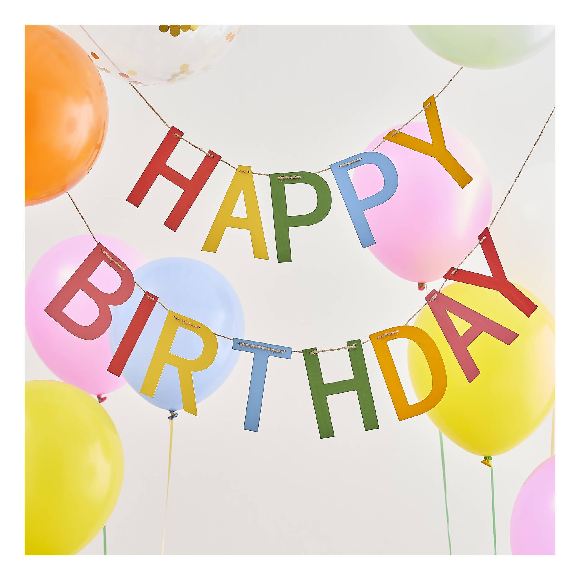 Create & Celebrate Colourful Wooden Happy Birthday Bunting 1.5m ...