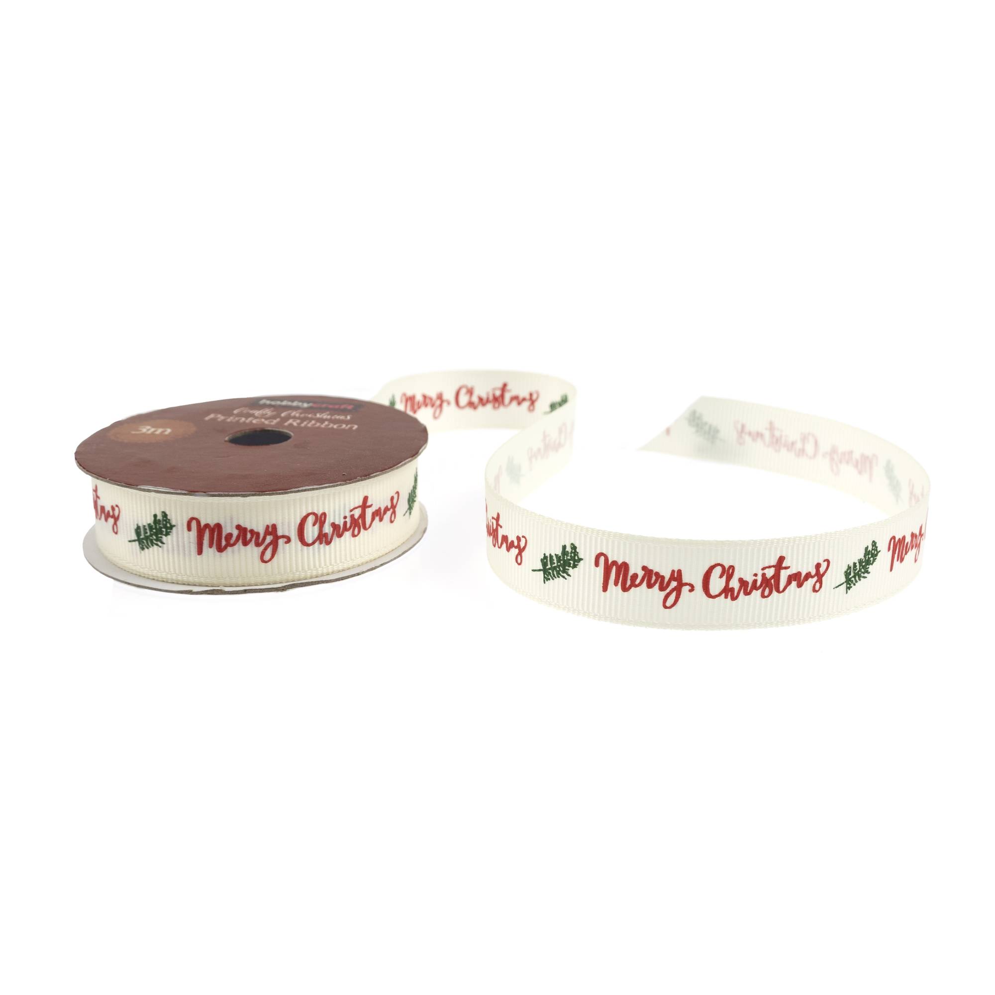 Spruce Merry Christmas Printed Ribbon 15mm x 3m | Hobbycraft