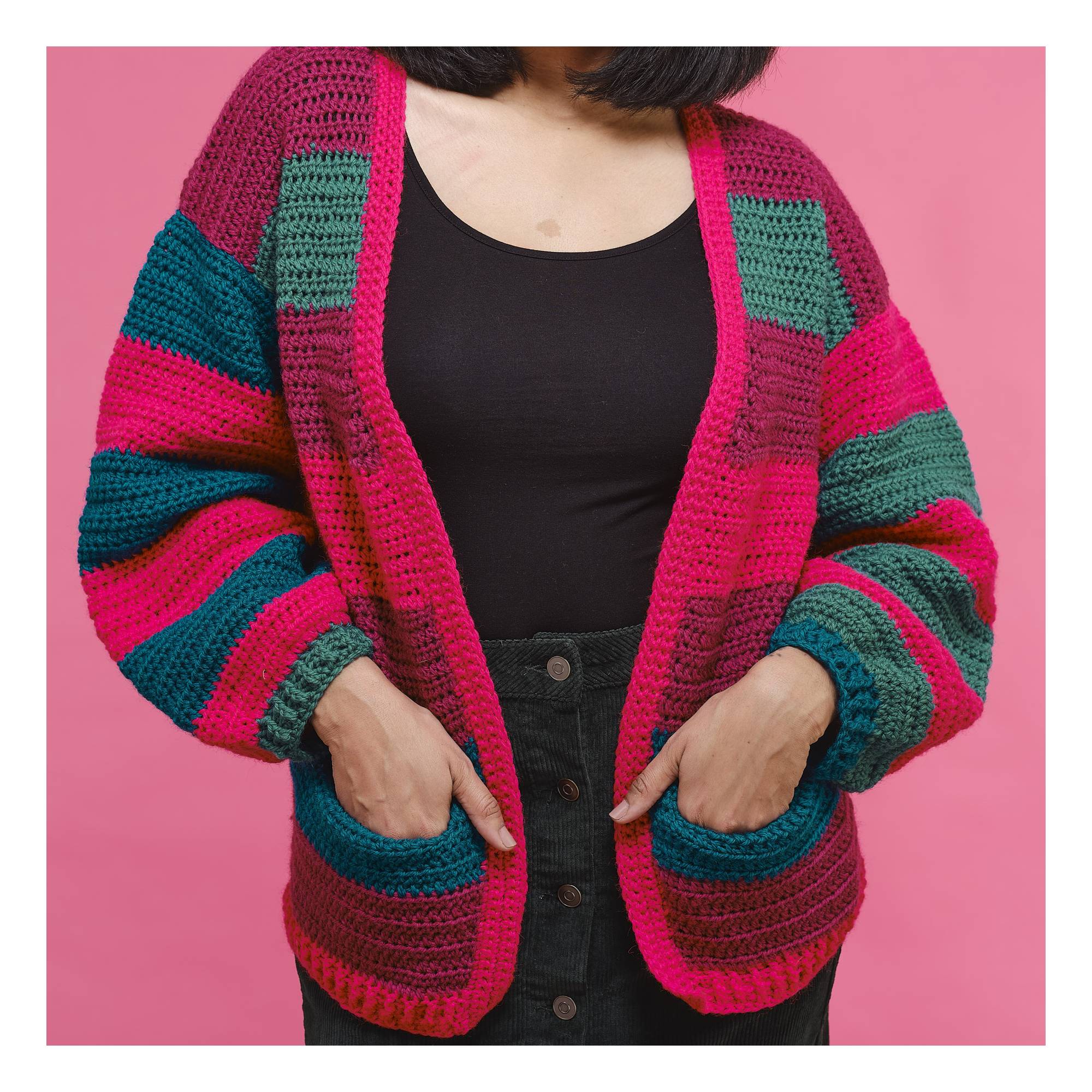 Knitcraft Chunky Stripe Cardigan Digital Pattern 0345 | Hobbycraft