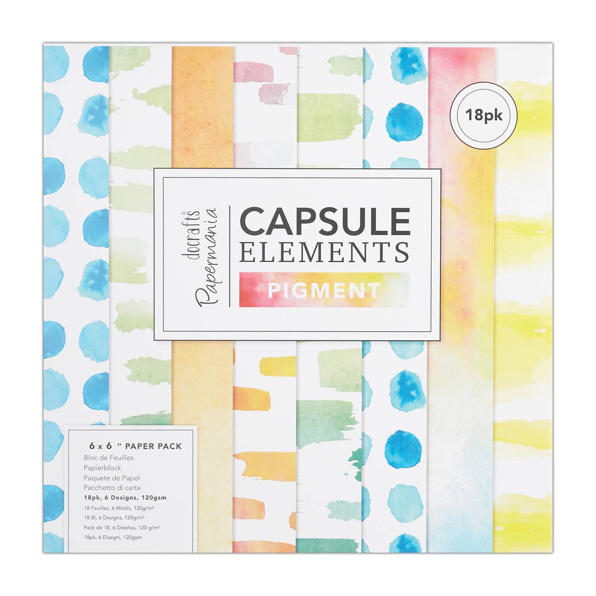Papermania Capsule Pigments Paper Pad 6 x 6 Inches 18 Sheets | Hobbycraft