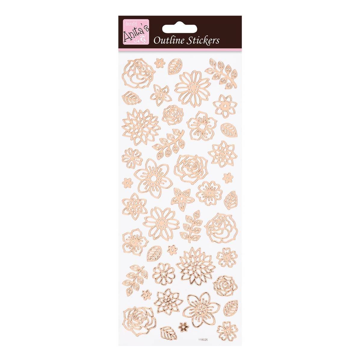 Anita's Rose Gold Flower Outline Stickers | Hobbycraft