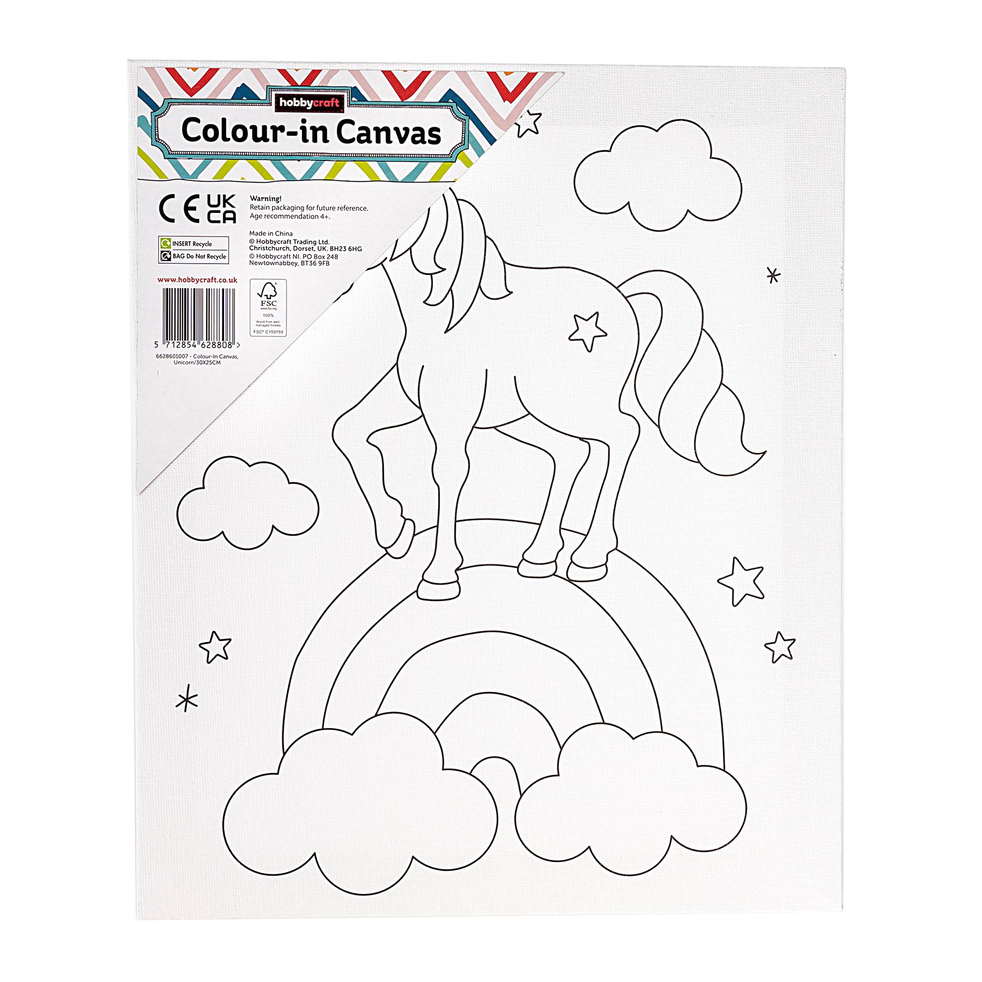 Unicorn Colour-in Canvas | Hobbycraft