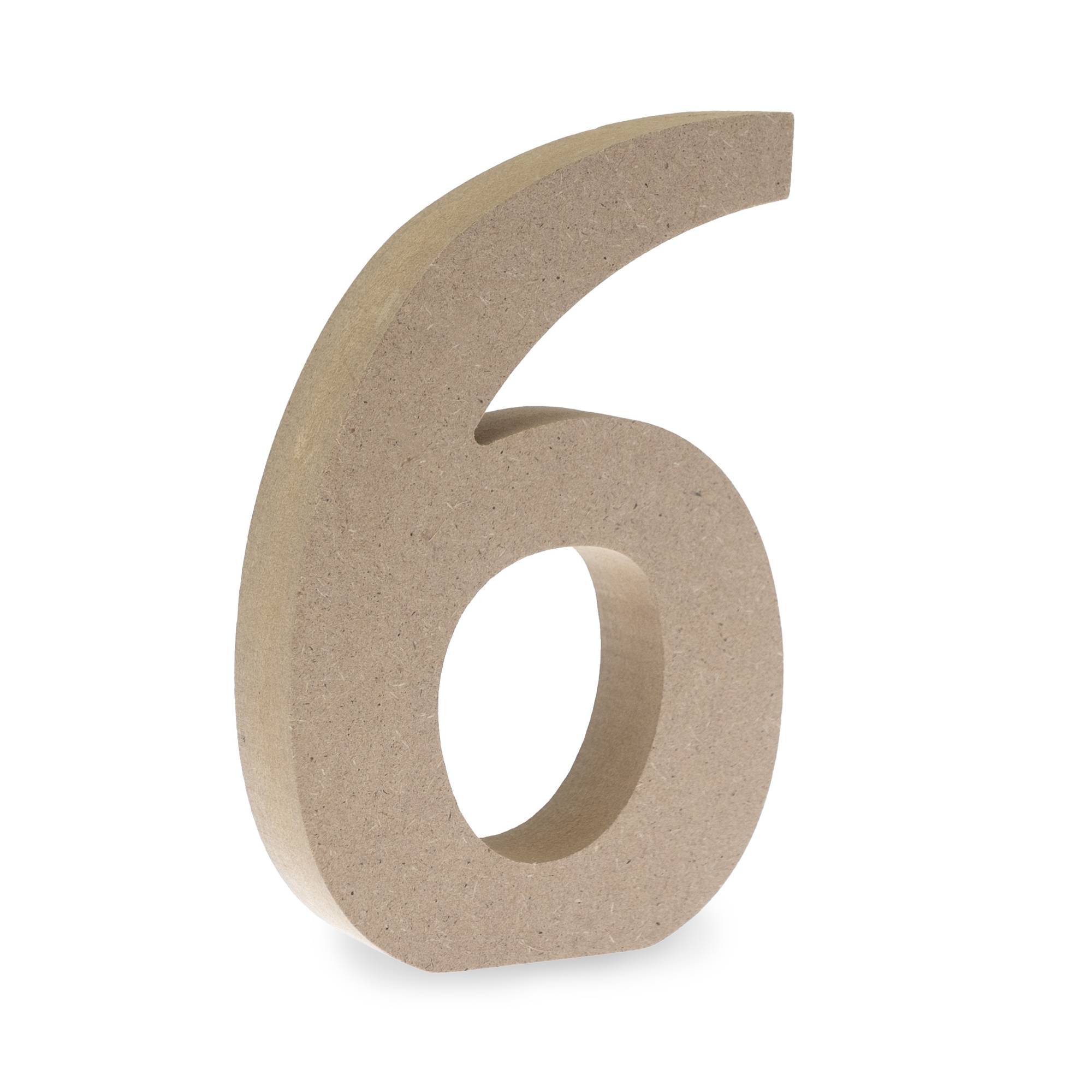 MDF Wooden Number 6 13cm | Hobbycraft