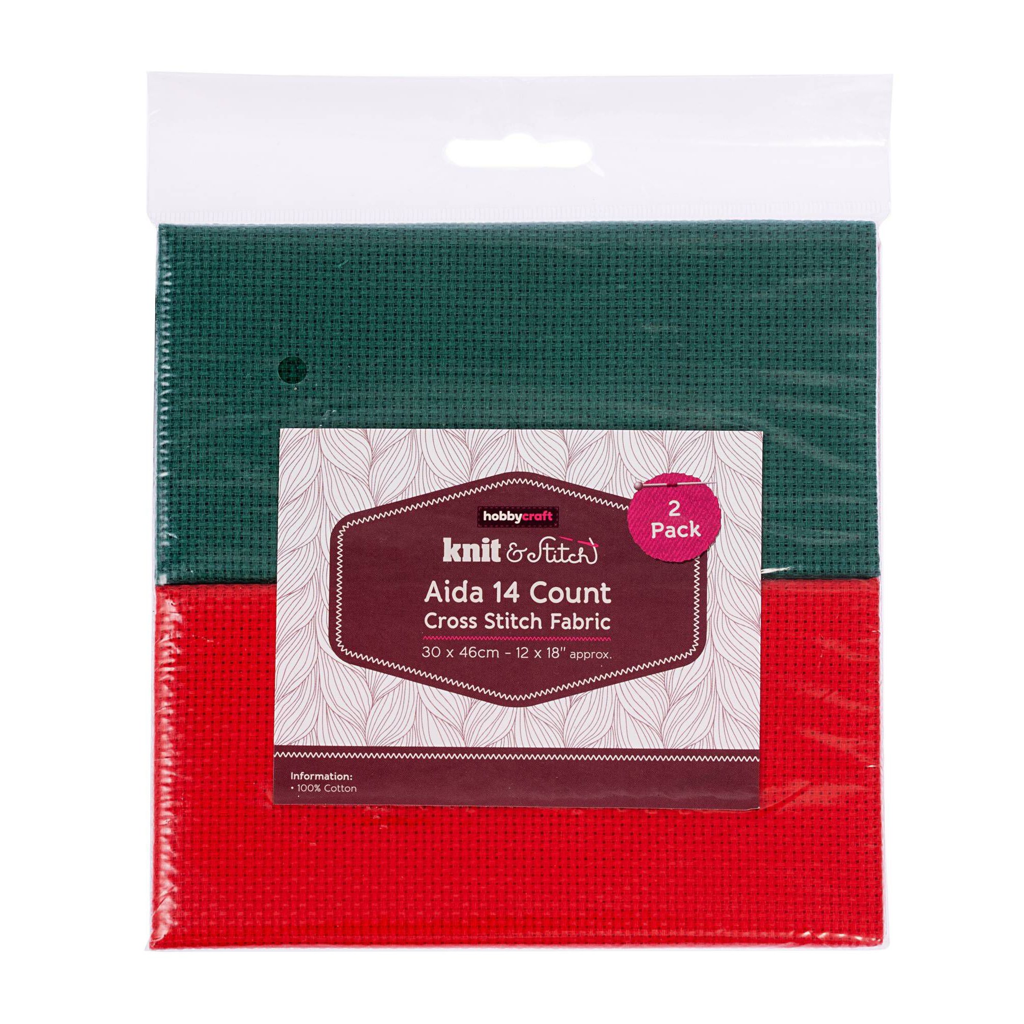 Red and Green 14 Count Aida Fabric 30cm x 46cm 2 Pack | Hobbycraft