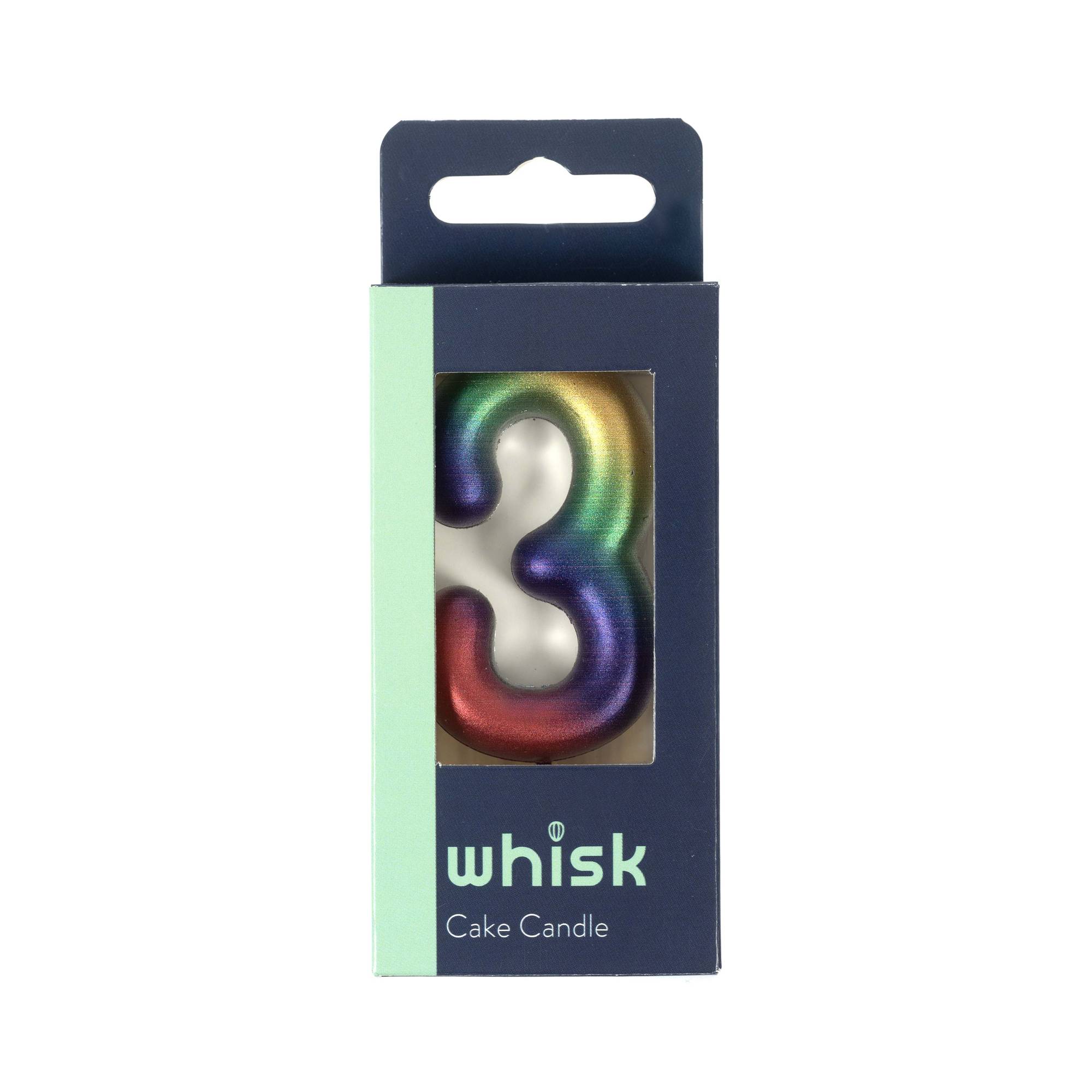 Whisk Metallic Rainbow Number 3 Candle | Hobbycraft