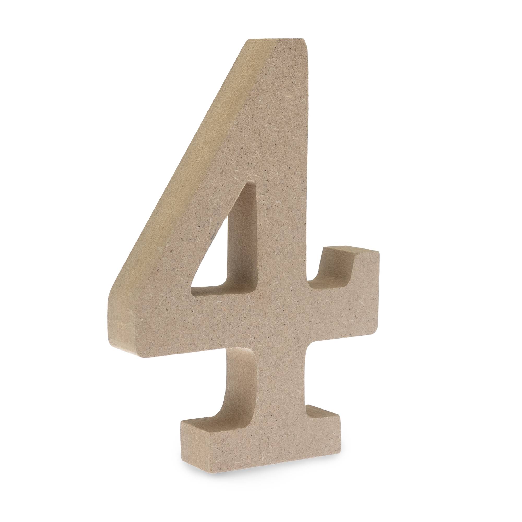 MDF Wooden Number 4 13cm | Hobbycraft