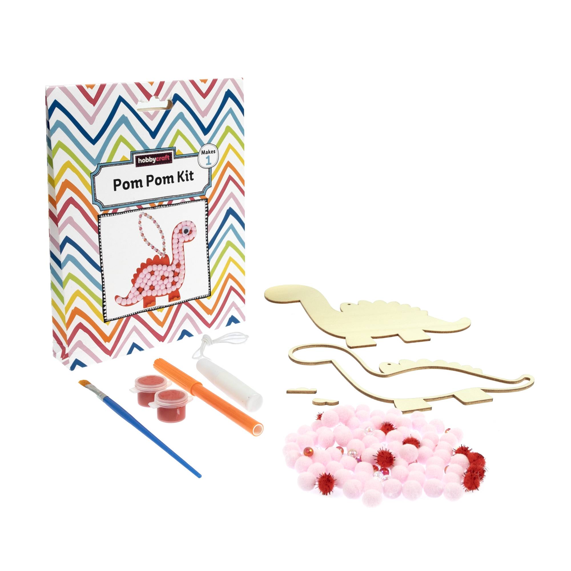 Make Your Own Pom Pom Dinosaur Kit | Hobbycraft