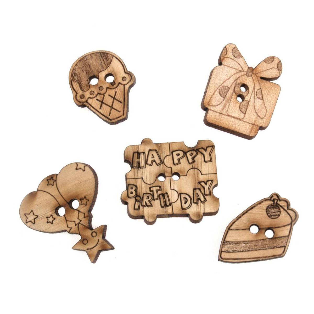 Trimits Wooden Birthday Buttons 5 Pieces | Hobbycraft