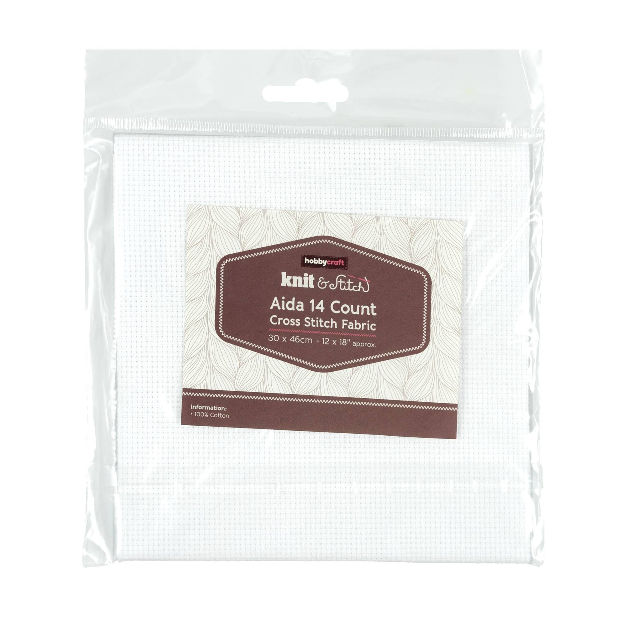 White 14 Count Aida Fabric 30cm x 46cm | Hobbycraft