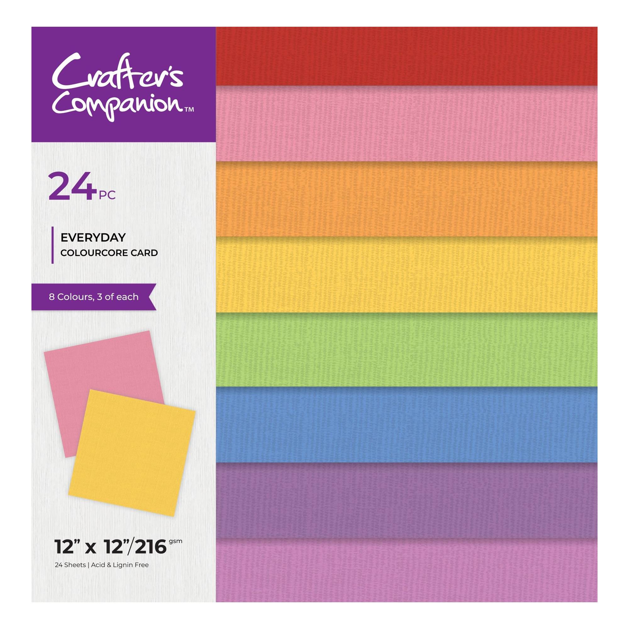 Crafter’s Companion Bright ColourCore Card 12 x 12 Inches 24 Pack ...