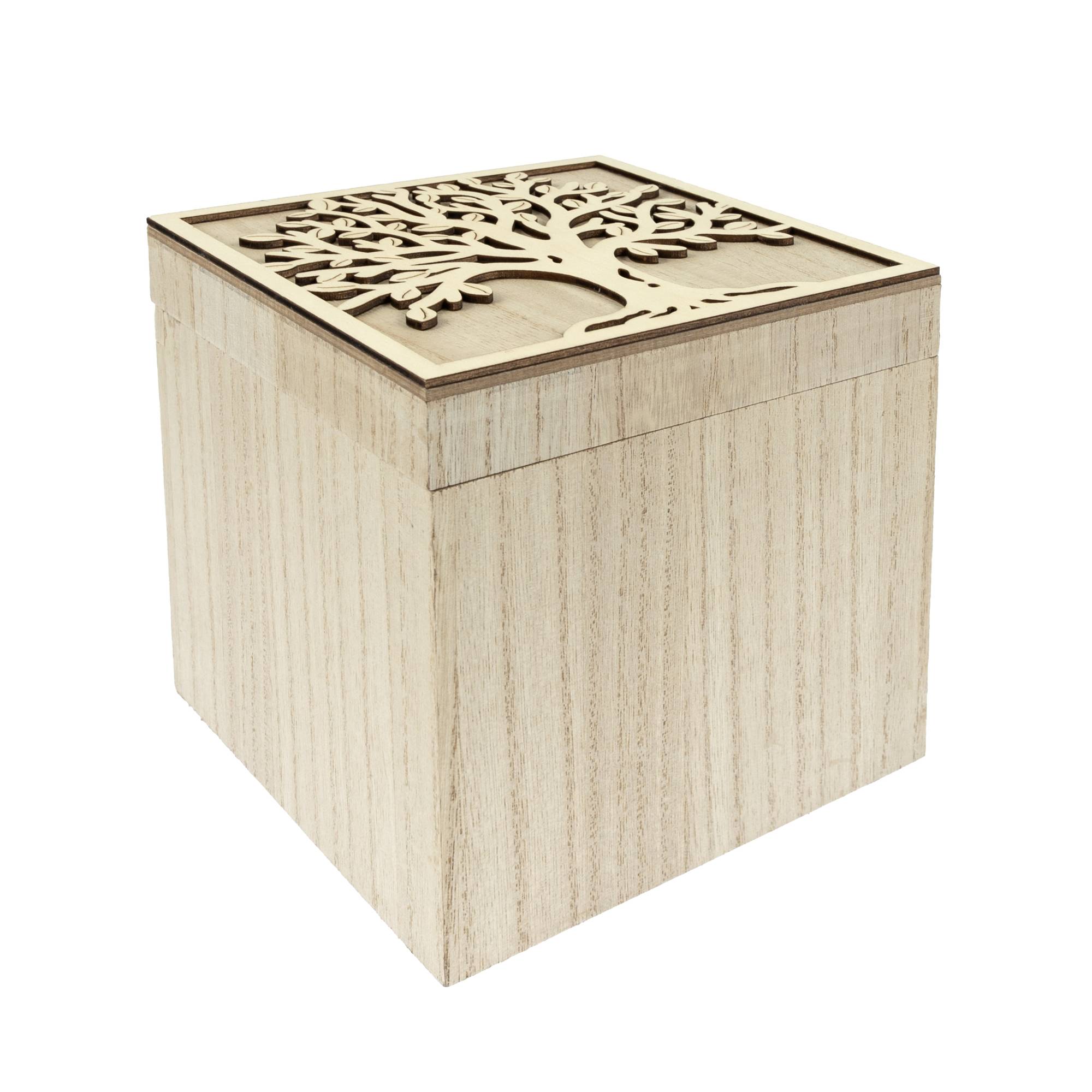 Wooden Tree Storage Box 16cm x 16cm x 16.5cm | Hobbycraft