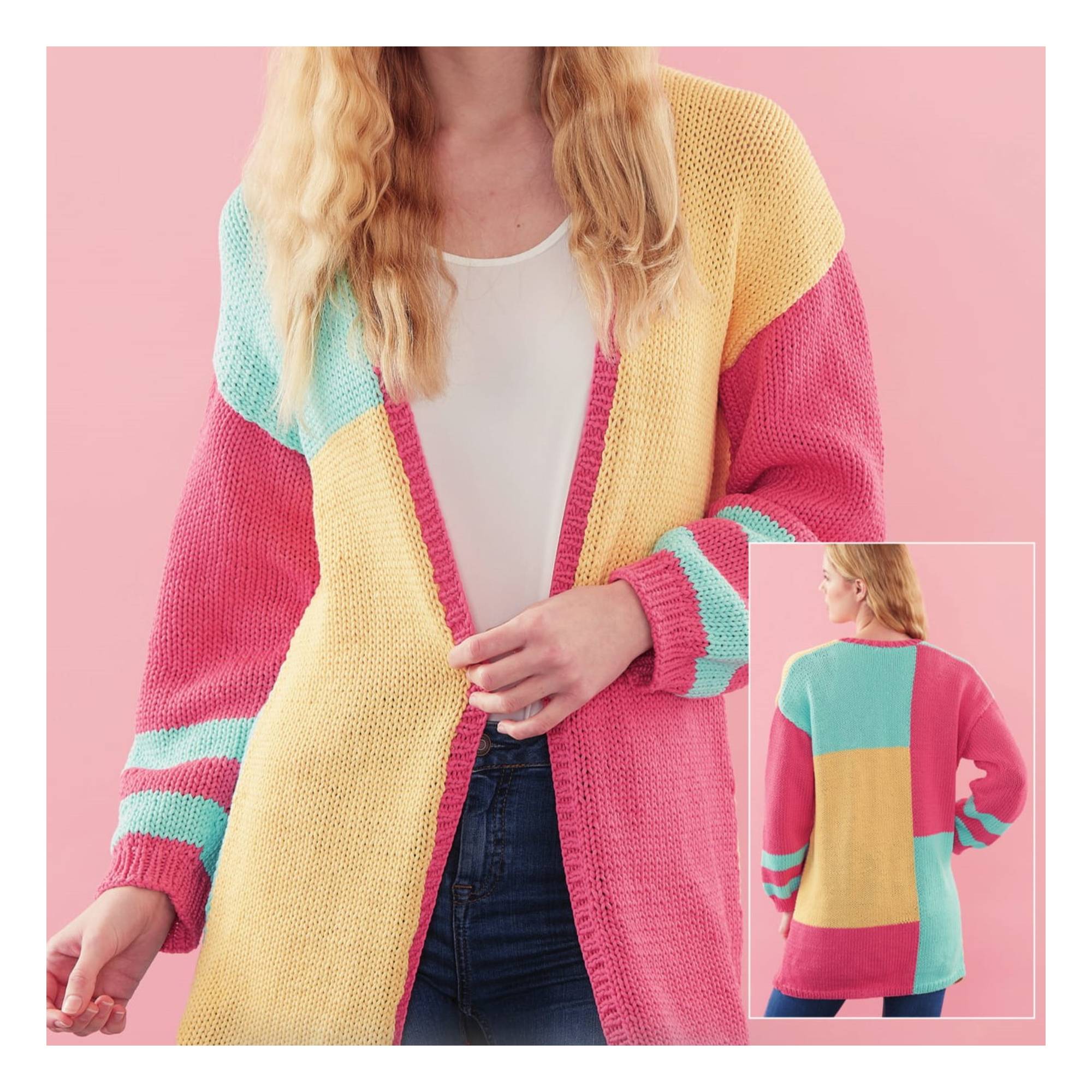 Knitcraft Colour Block Cardigan Digital Pattern 0106 | Hobbycraft