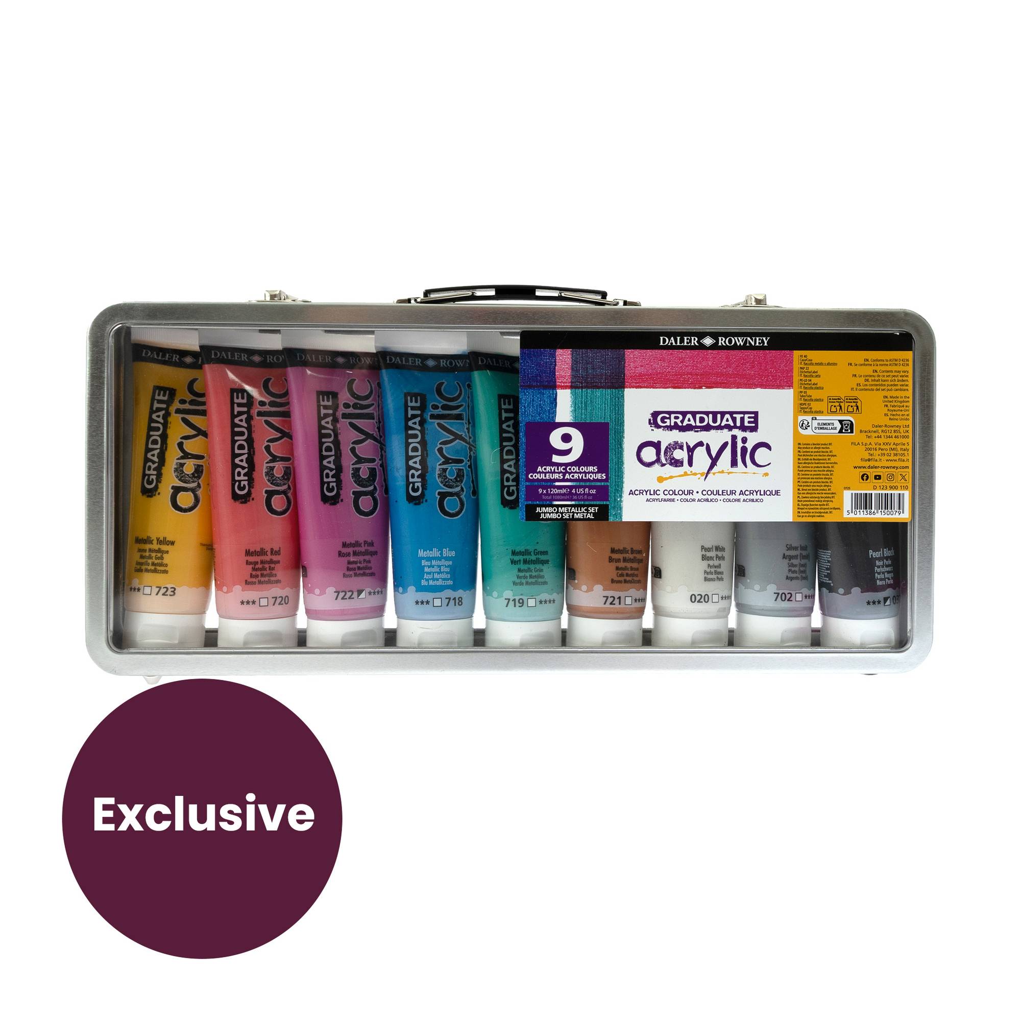 Daler-Rowney Graduate Metallic Acrylic Paint 120ml 9 Pack | Hobbycraft
