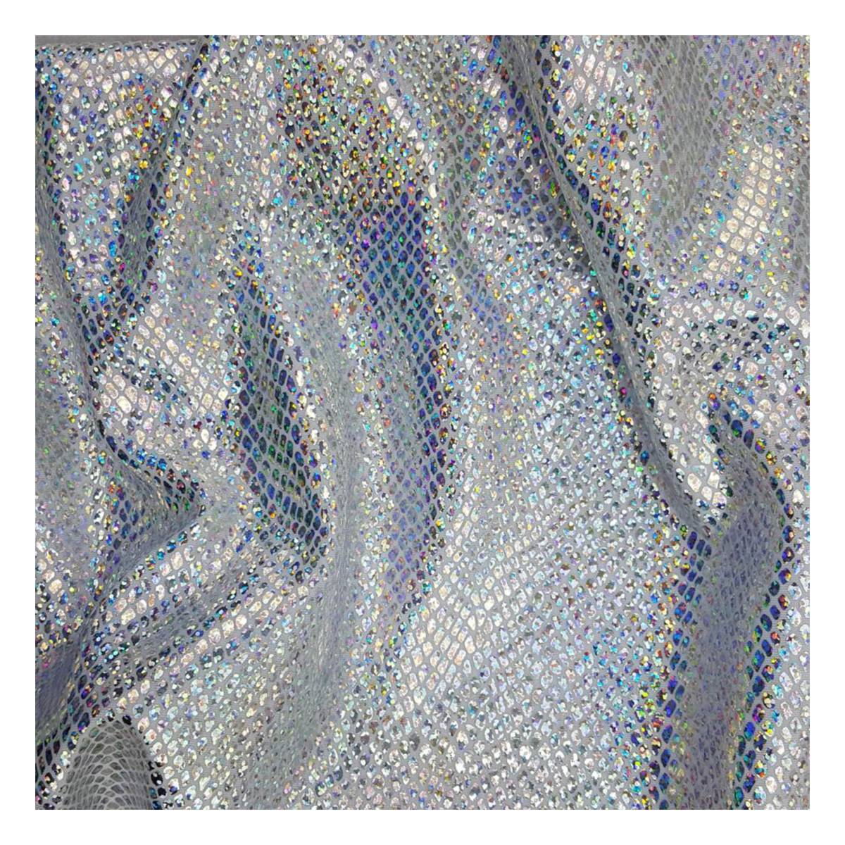 Silver Anaconda Holo Foil Poly Spandex Fabric by the Metre | Hobbycraft