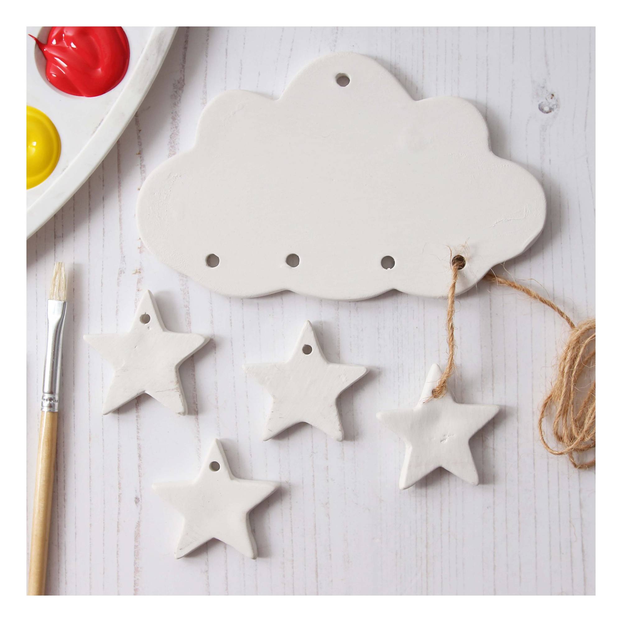 Unglazed Ceramic Cloud and Stars Decoration 14cm | Hobbycraft