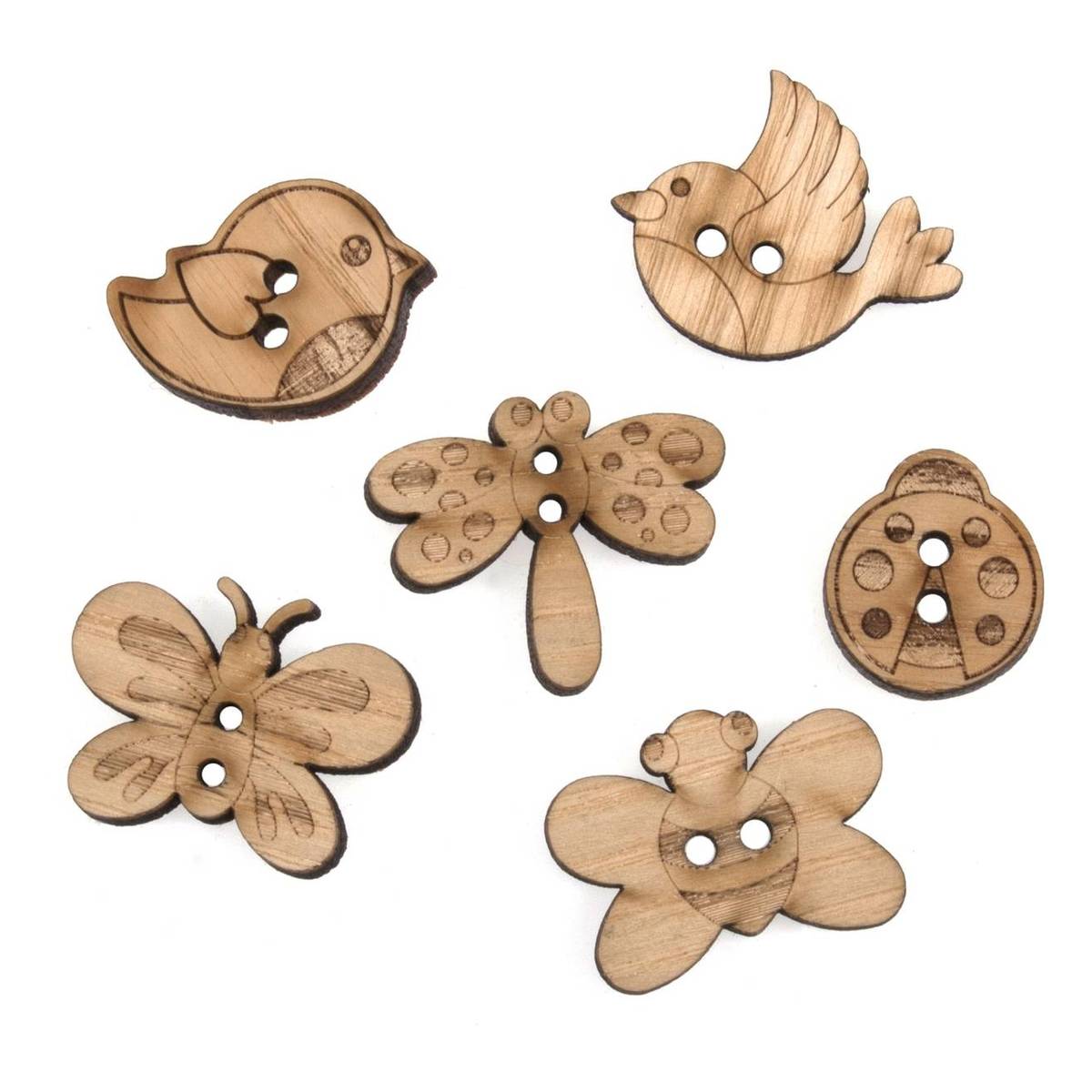 Trimits Wooden Flutter Buttons 6 Pieces | Hobbycraft