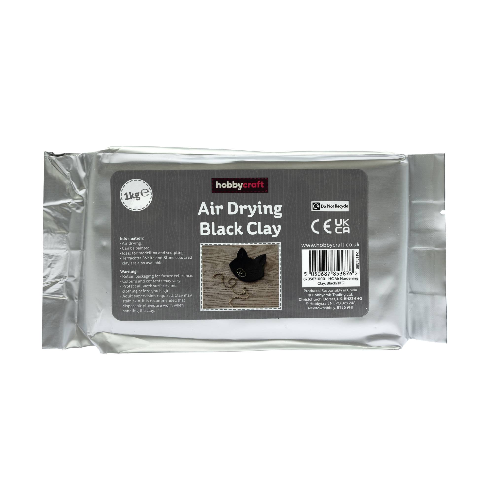 Black Air Drying Clay 1kg | Hobbycraft