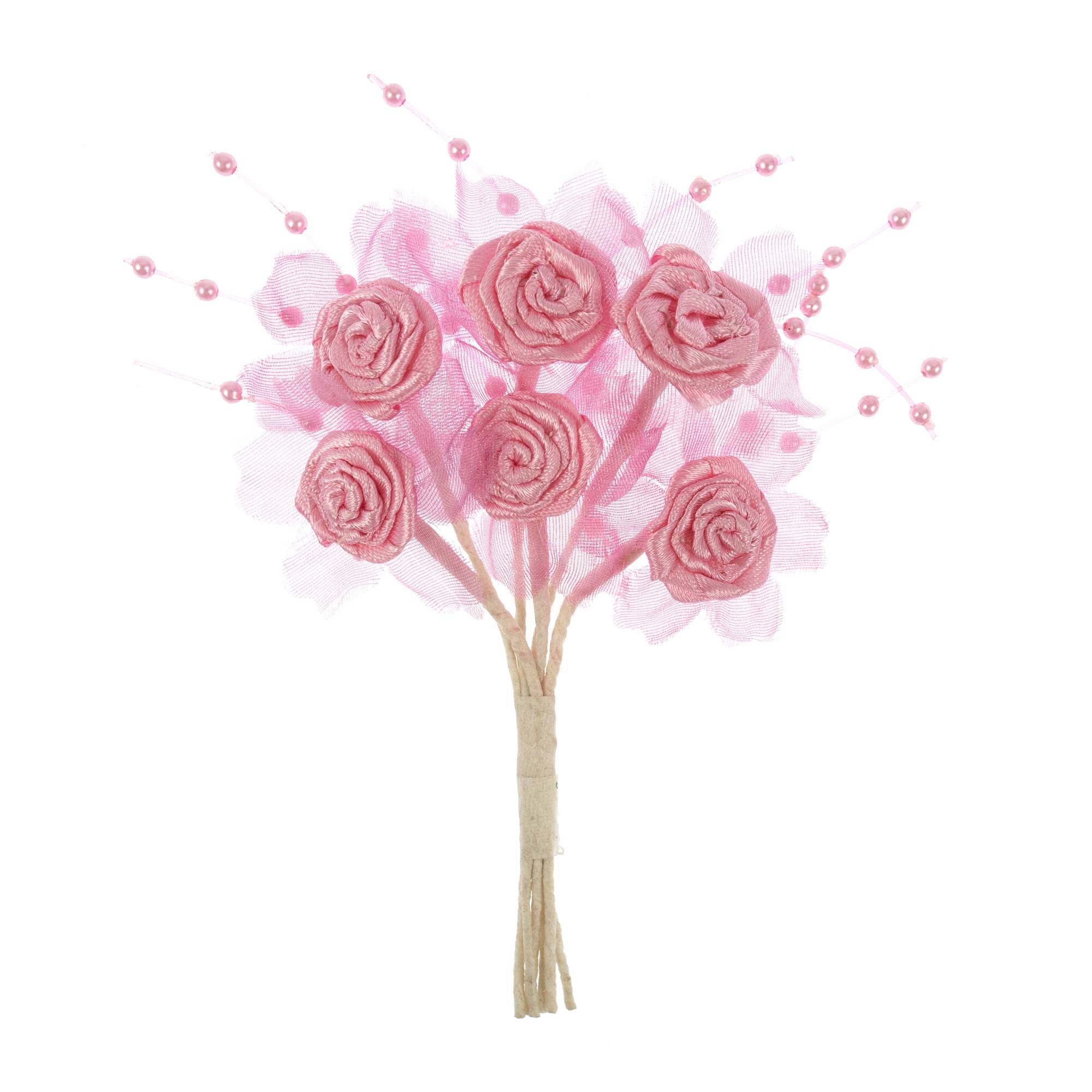 Pale Pink Pearl Rose Wired Floral Picks 6 Pieces | Hobbycraft