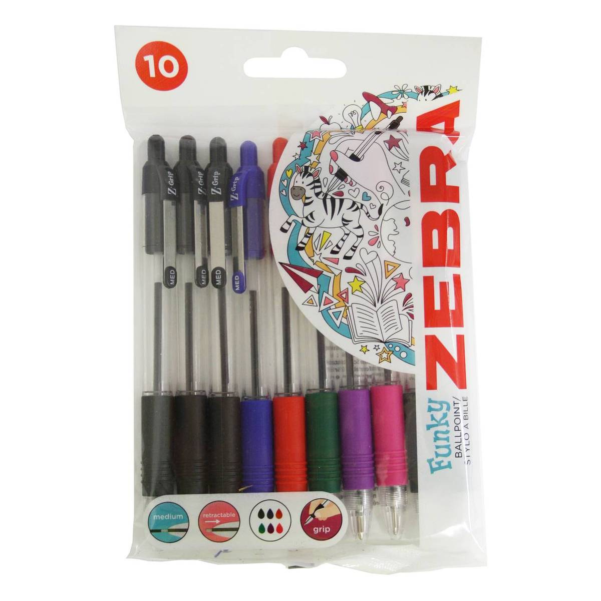 Zebra Assorted Funky Ballpoint Pens 10 Pack | Hobbycraft