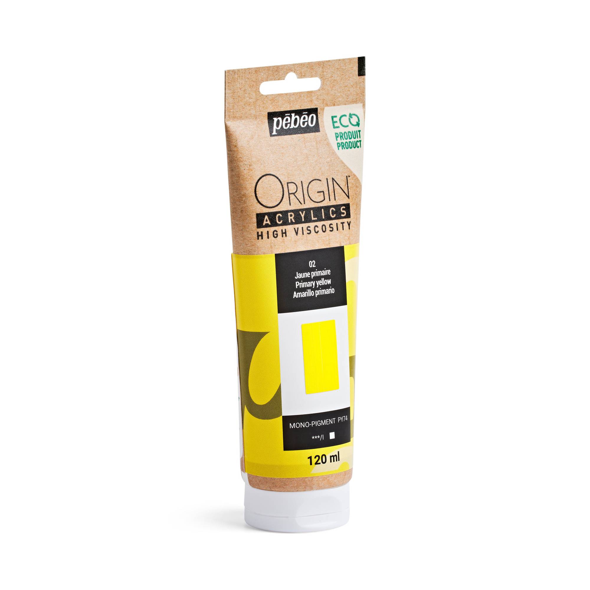 Pebeo Origin Primary Yellow Acrylic Paint 120ml | Hobbycraft