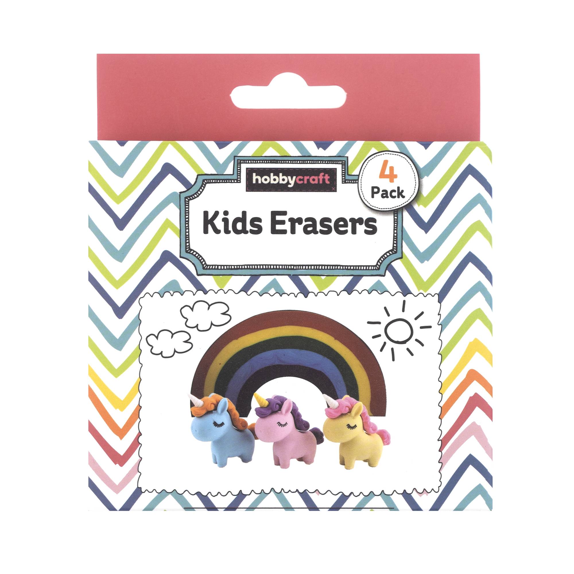 Unicorn and Rainbow Erasers 4 Pack | Hobbycraft