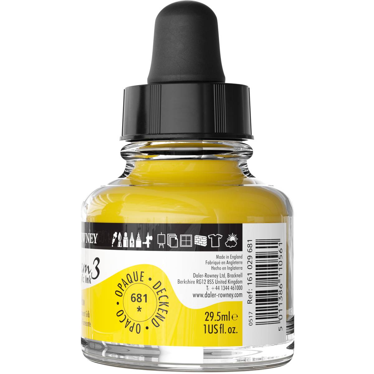 Daler-Rowney System3 Fluorescent Yellow Acrylic Ink 29.5ml | Hobbycraft