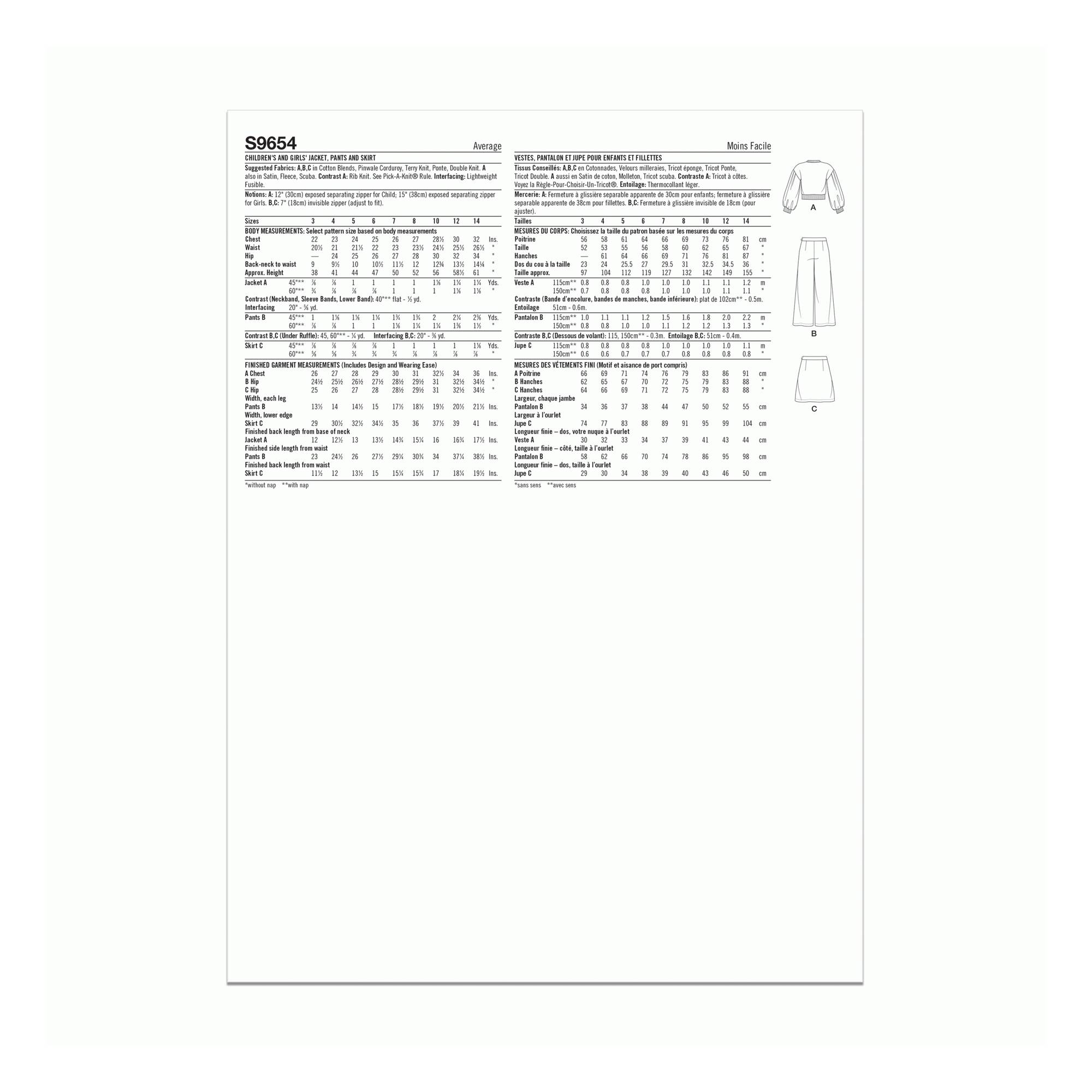 Simplicity Children’s Separates Sewing Pattern S9654 (7-14) | Hobbycraft