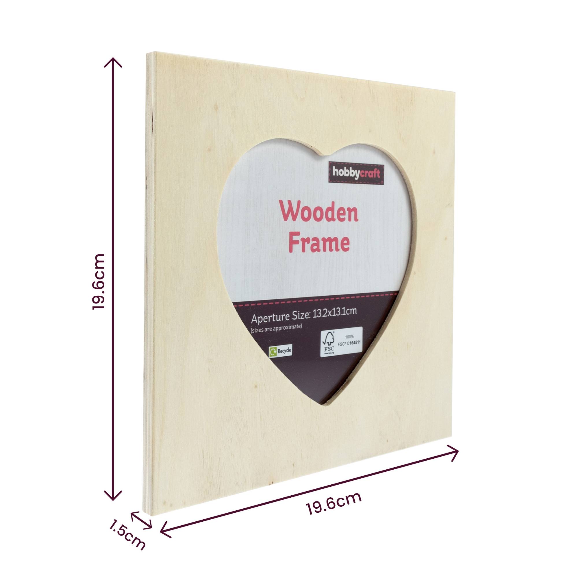 Wooden Heart Frame 20cm x 20cm | Hobbycraft