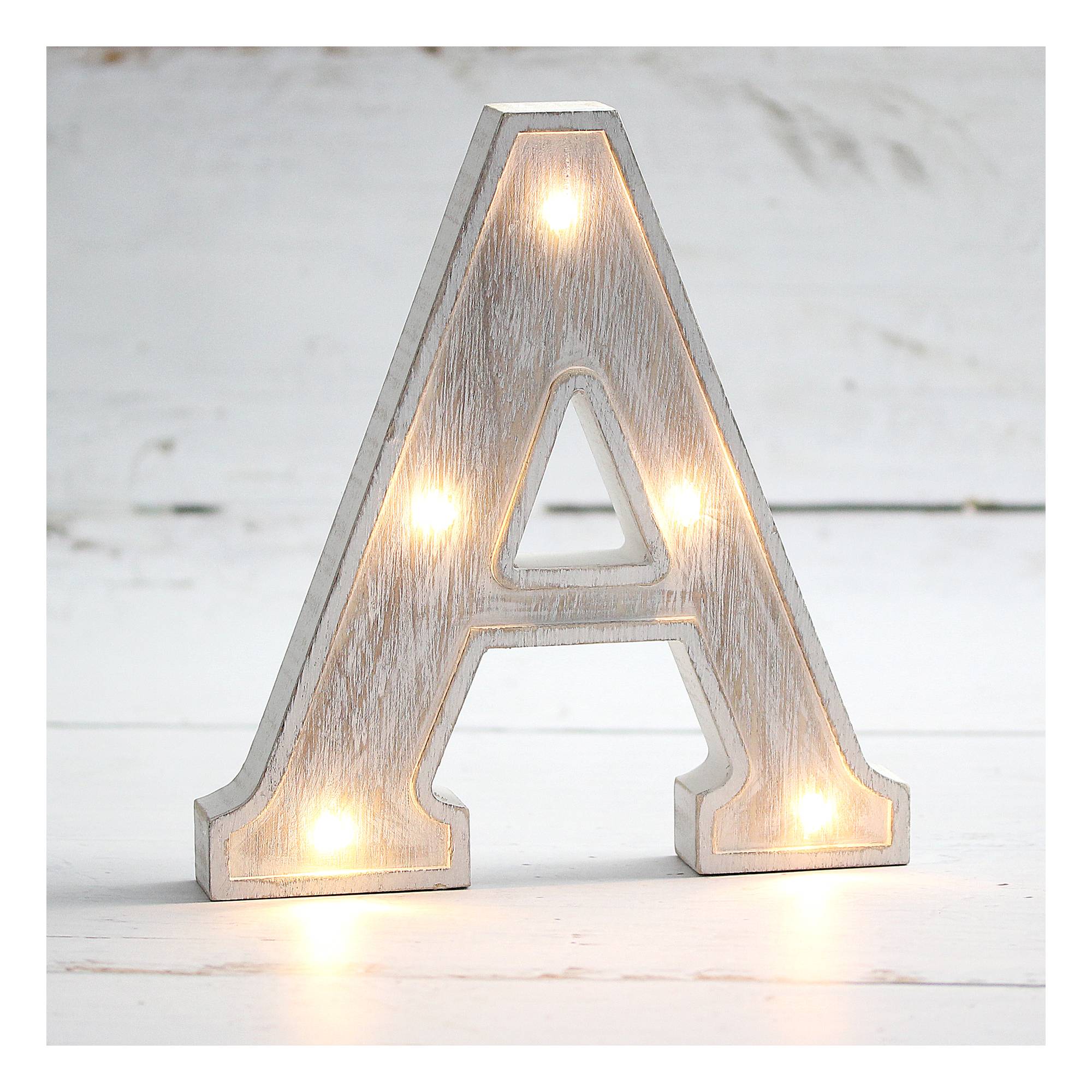White-Washed Wooden LED Letter A 21cm | Hobbycraft