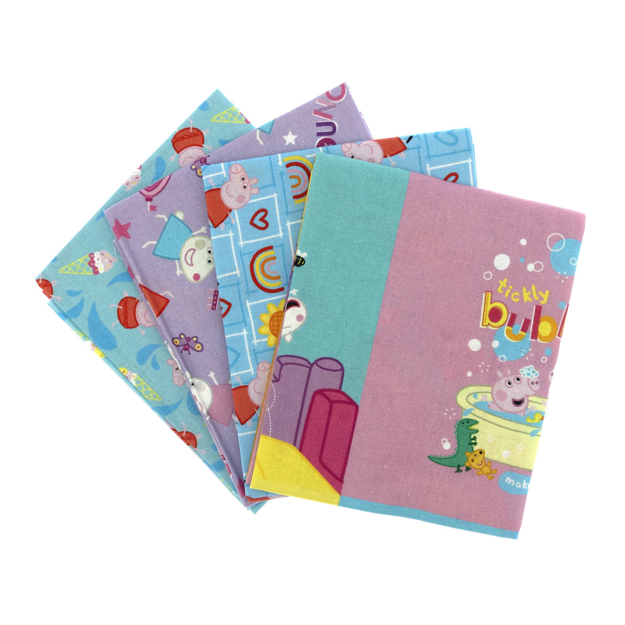 Peppa Pig Sunny Day Patch Cotton Fat Quarters 4 Pack | Hobbycraft