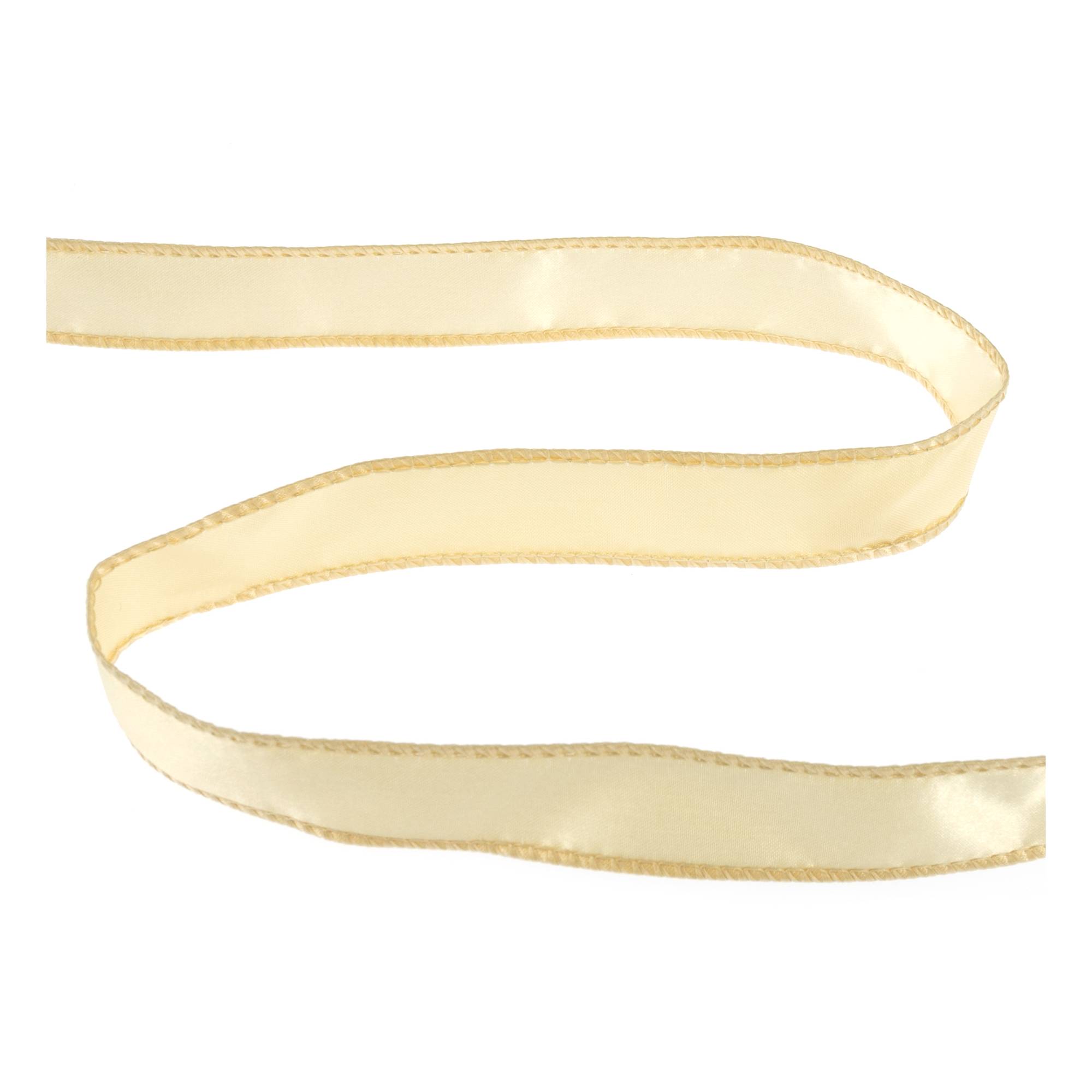 Light Gold Wire Edge Satin Ribbon 25mm x 3m | Hobbycraft